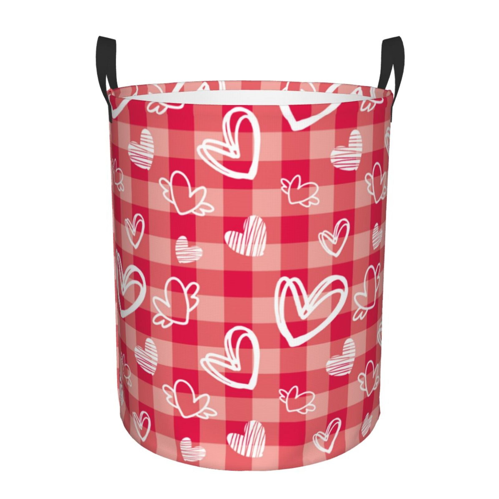 Daiia valentine day with heart Pattern Round Laundry Basket with ...