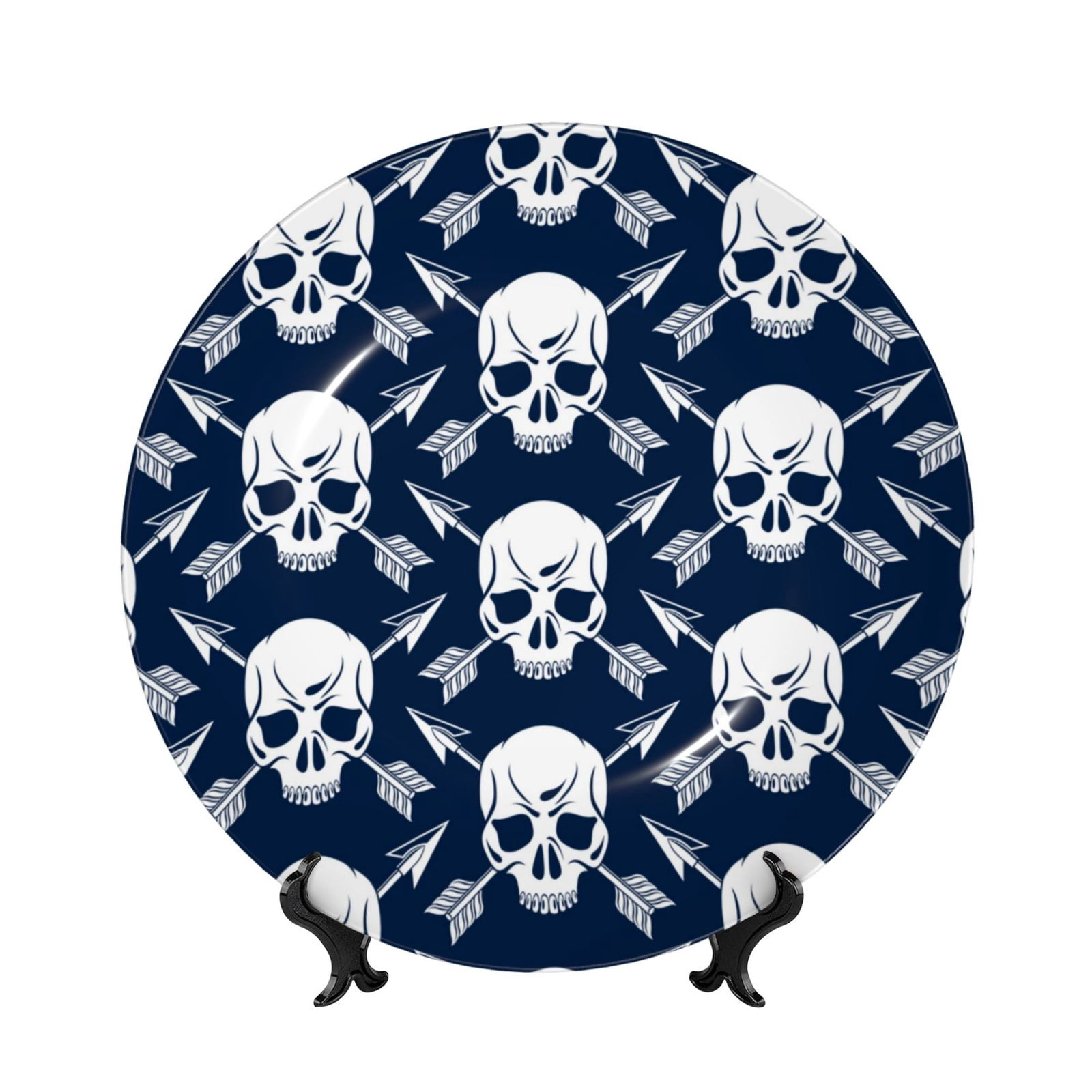 Daiia white arrow Skull Printed Pattern Ceramic Plate Dinner Plates ...