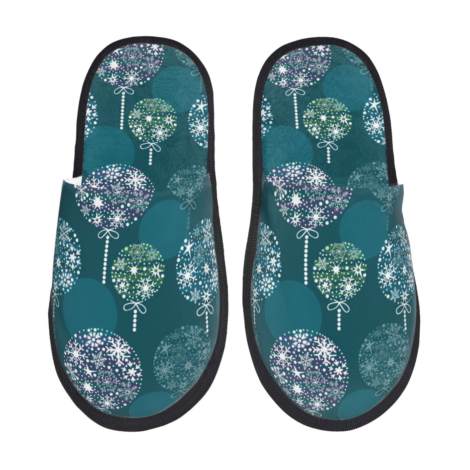 Daiia whiter Snowflake balloons Pattern Furry Slippers for Women and ...