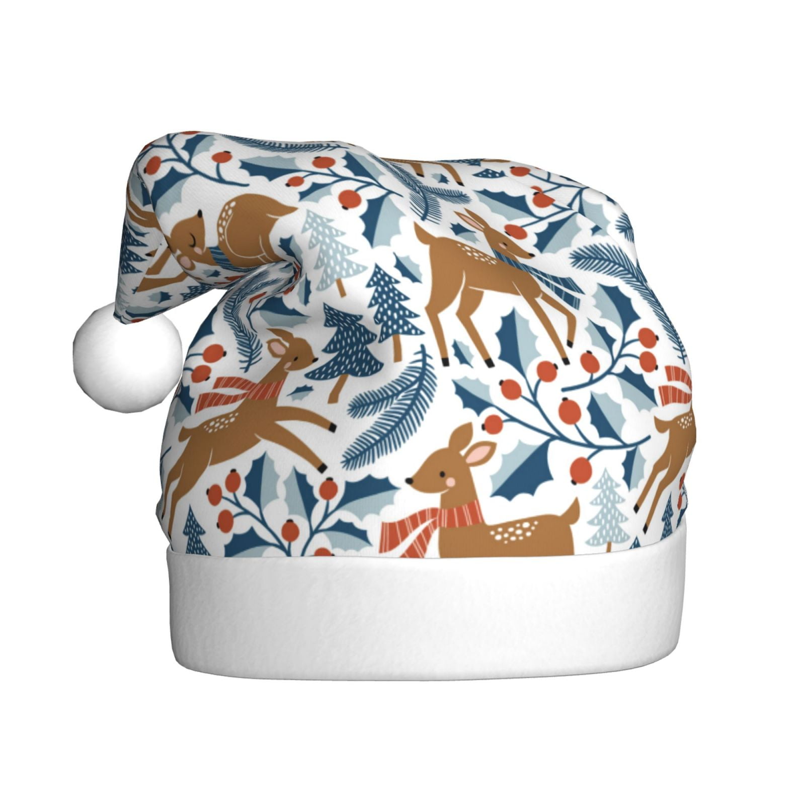 Daiia winter Scarf deer Print Christmas Knitted Beanie Hat, Large Knit ...