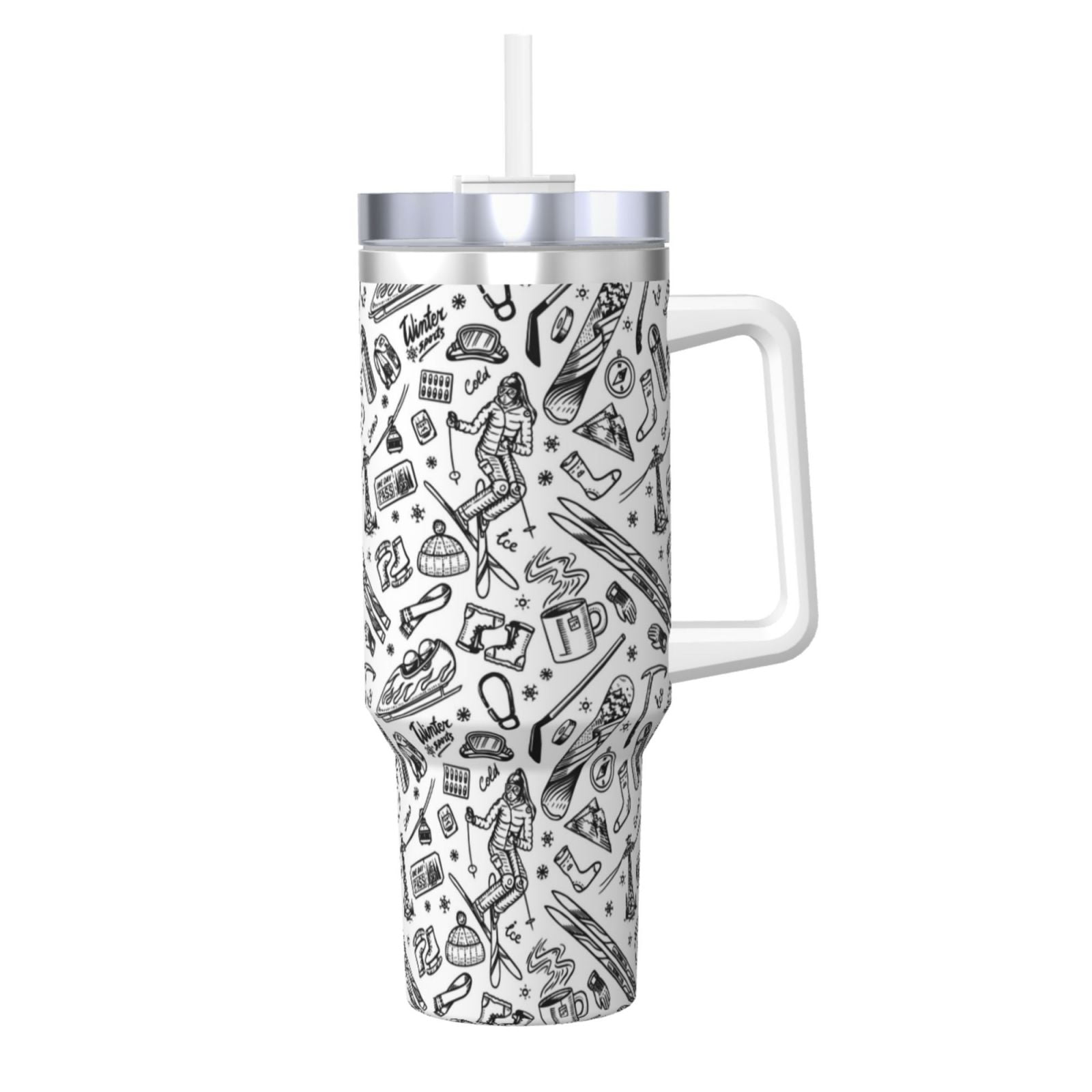 Daiia winter Ski Element Printed 40 oz Tumbler with Handle,Ice Bully ...
