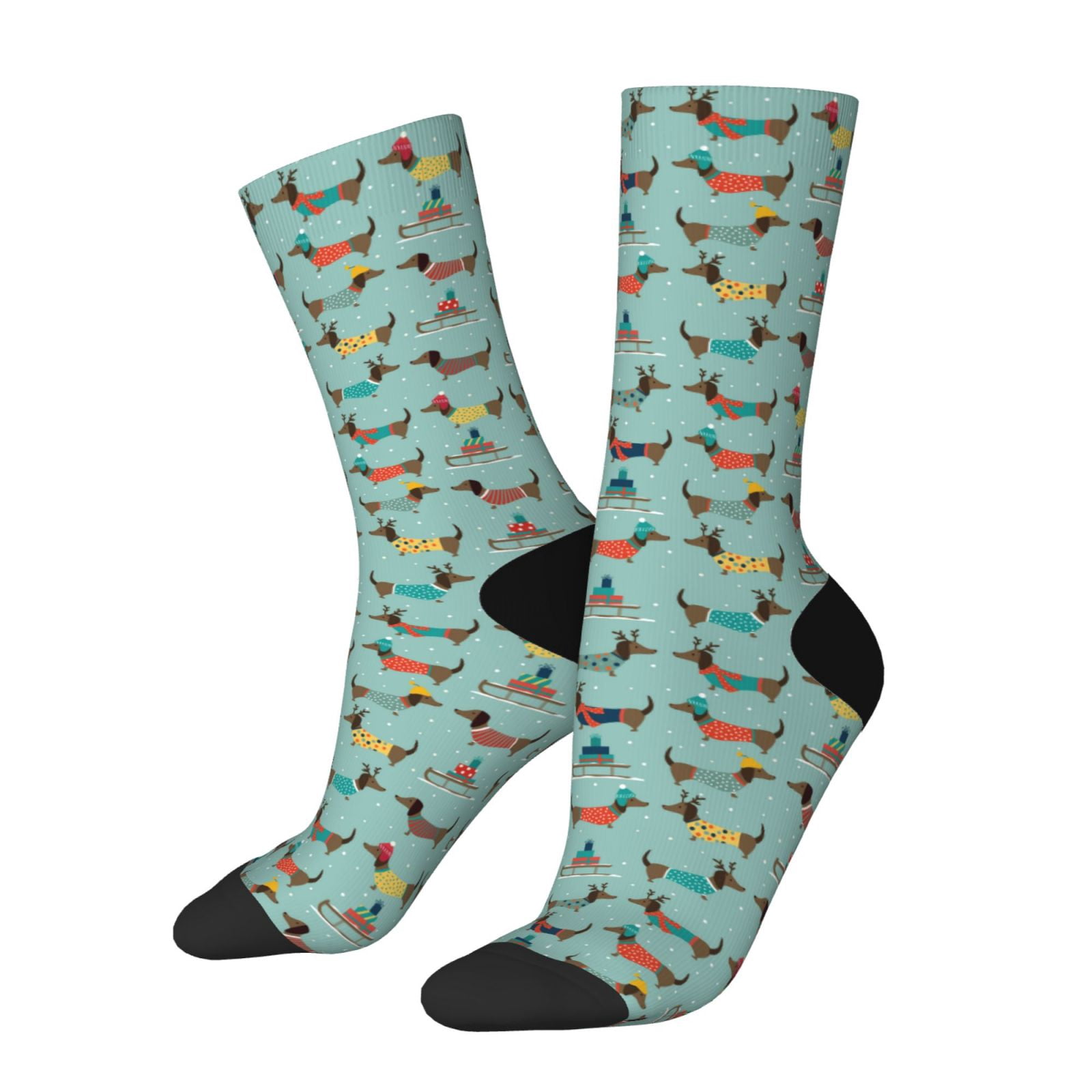 Daiia winter ski Dachshund Print Crew Socks – Soft Breathable Long ...