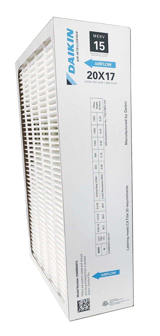 Daikin 0160M00013 - 17" x 20" x 5" Pleated MERV 15 Replacement Filter ...