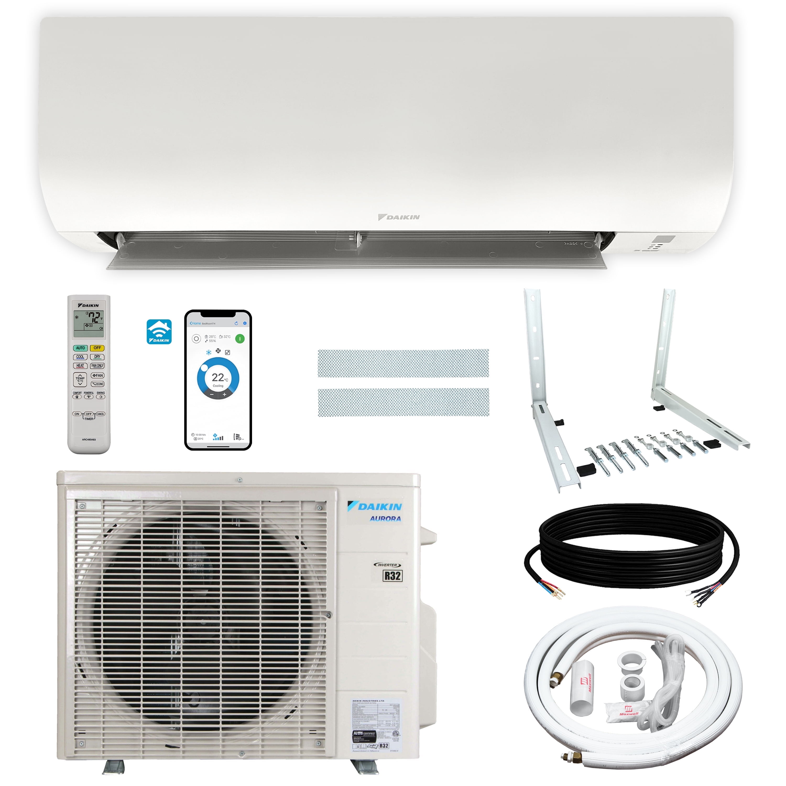 Daikin 12,000 BTU 20 SEER2 Aurora Low Ambient Ductless Mini Split Air ...