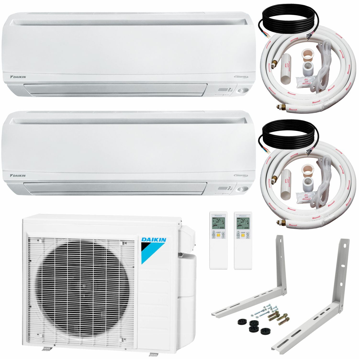 Daikin 2 Zone Wall Mounted Ductless Mini Split 18000 Btu Heat Pump Air