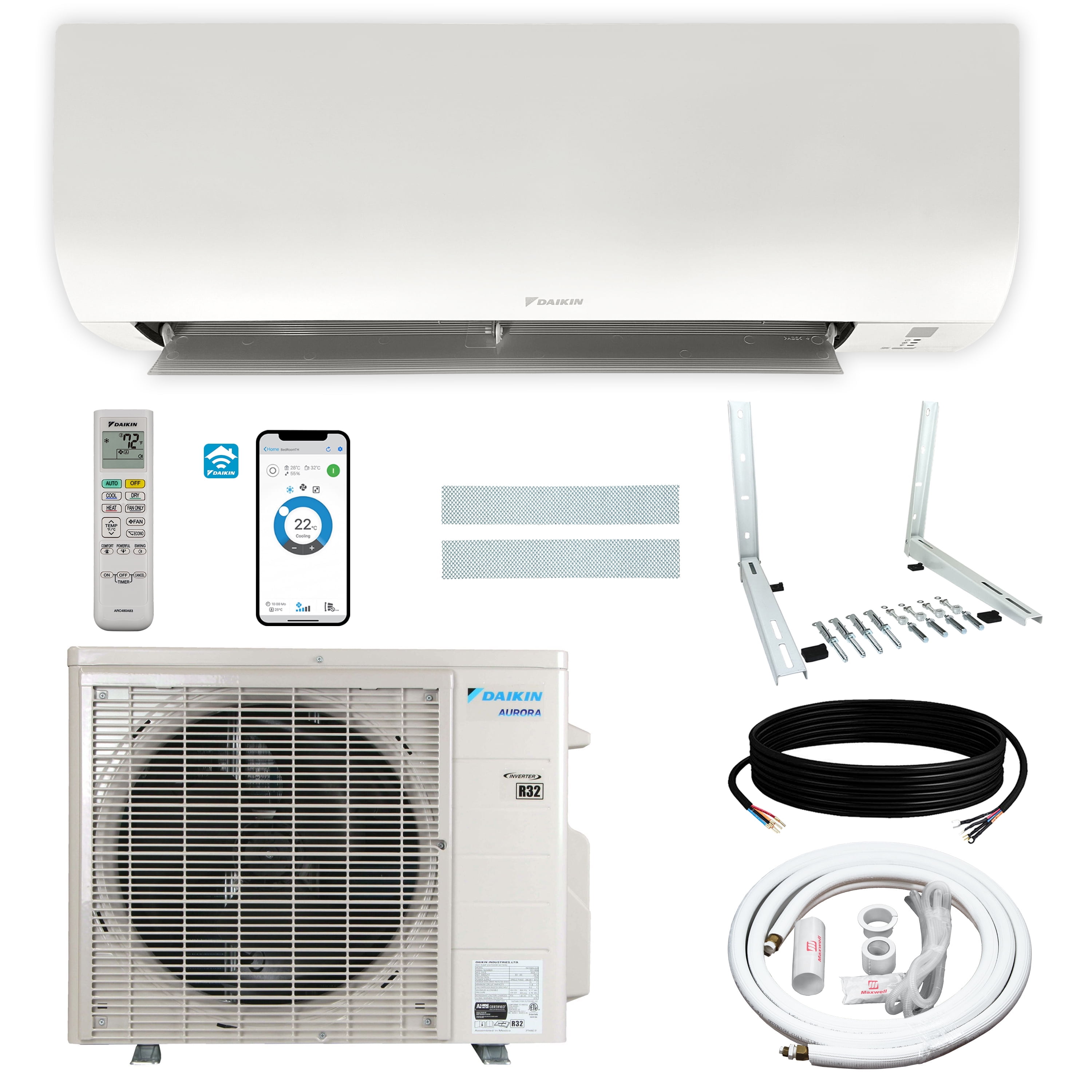Daikin 9,000 BTU 21 SEER2 Aurora Low Ambient Ductless Mini Split Air ...