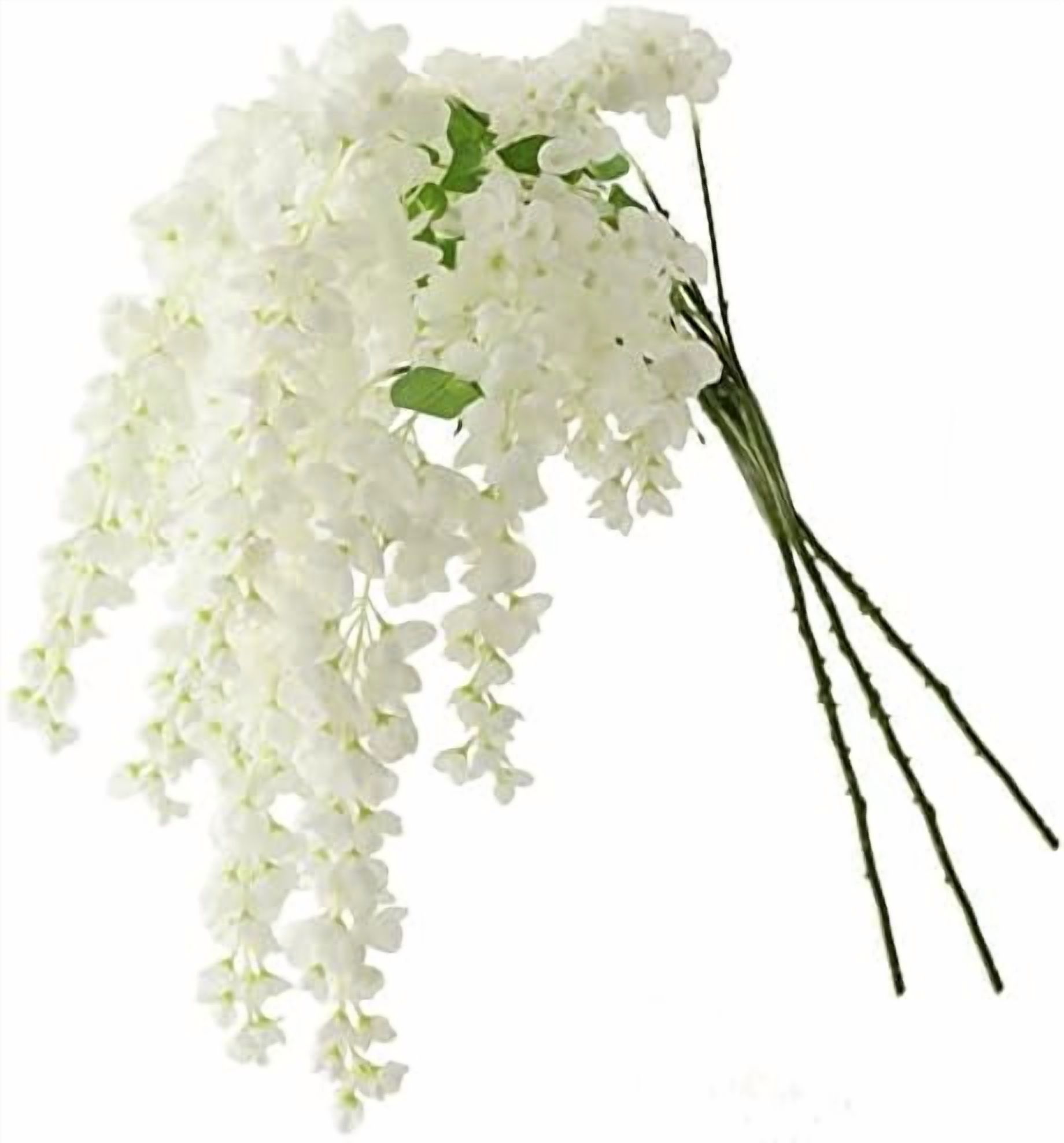 Dailisen 3 Strands 40'' Silk White Wisteria Artificial Flowers, Fake ...