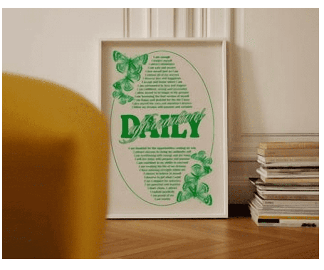 Daily Affirmation Spiritual Wall Art College Dorm Decor Trendy Retro ...