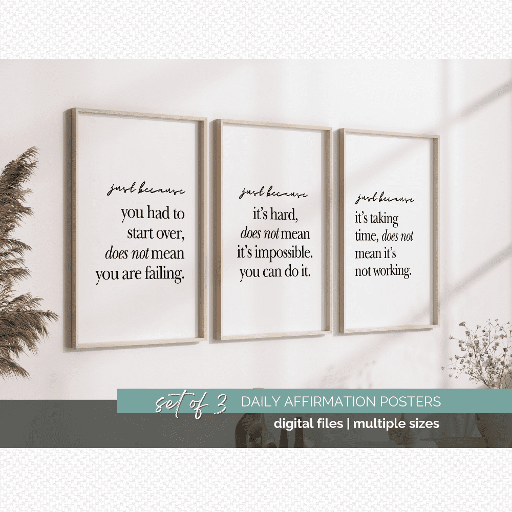 Daily Affirmation Therapy Mental Health Growth Mindset Poster Set 3 ...