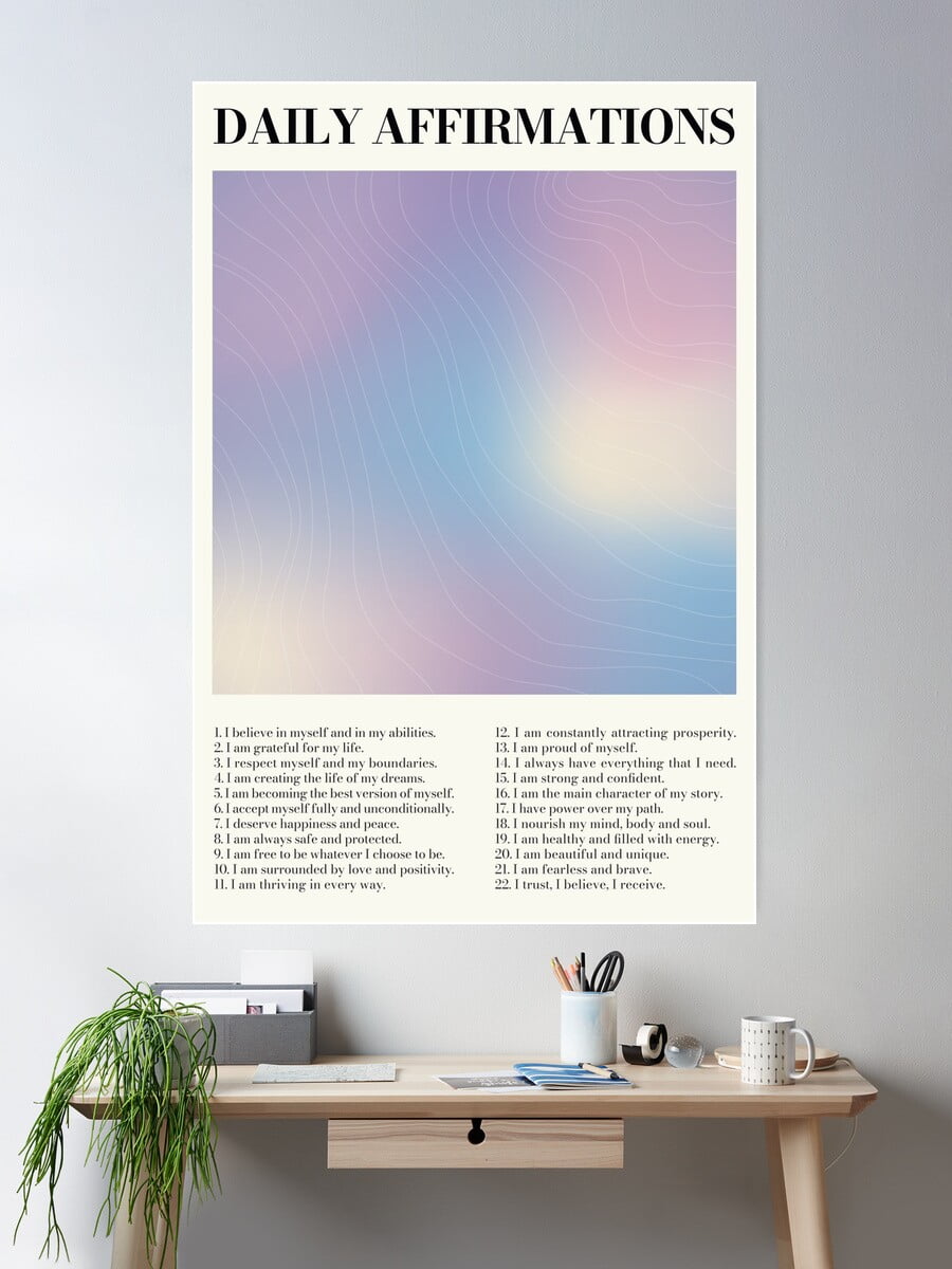 Daily Affirmations Gradient Poster | Law Of Attraction And Affirmations ...