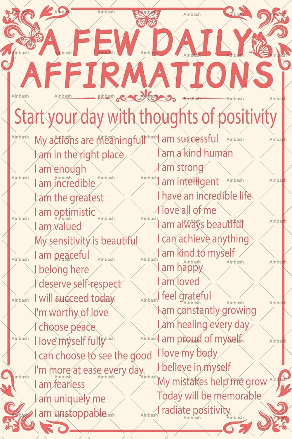 A Few Daily Affirmations Metal Sign Room Decor Aesthetic Wall Art Tin ...