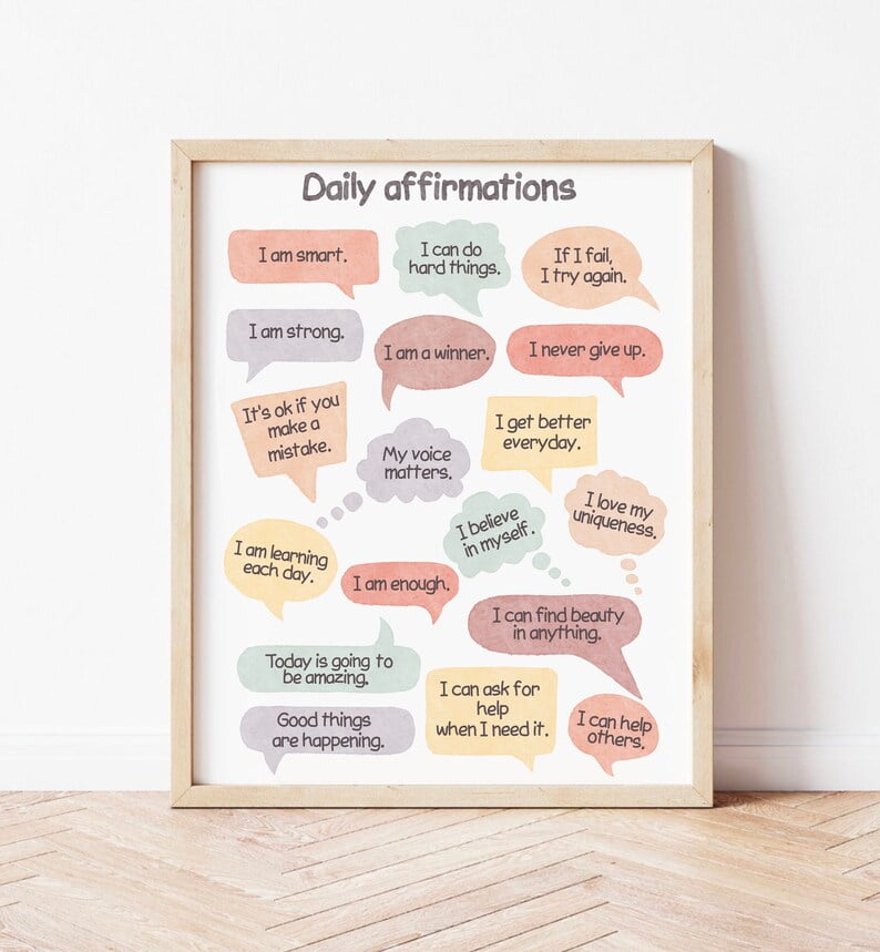 Daily Affirmations Montessori Poster Playroom Motivational Nursery ...