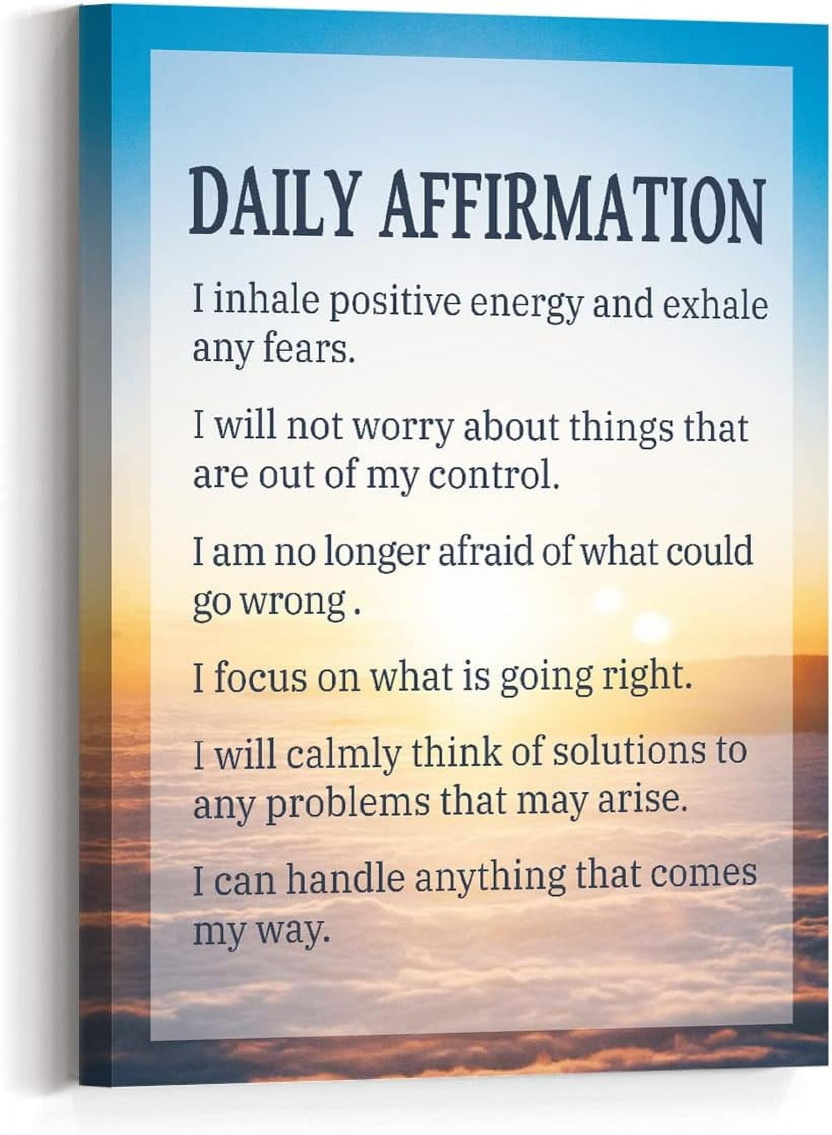 Daily Affirmations Motivational Quote Wall Art Canvas,Positive ...