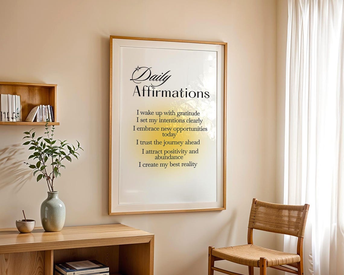 Daily Affirmations Positive Wall Art Prints Aesthetic Poster Bedroom ...