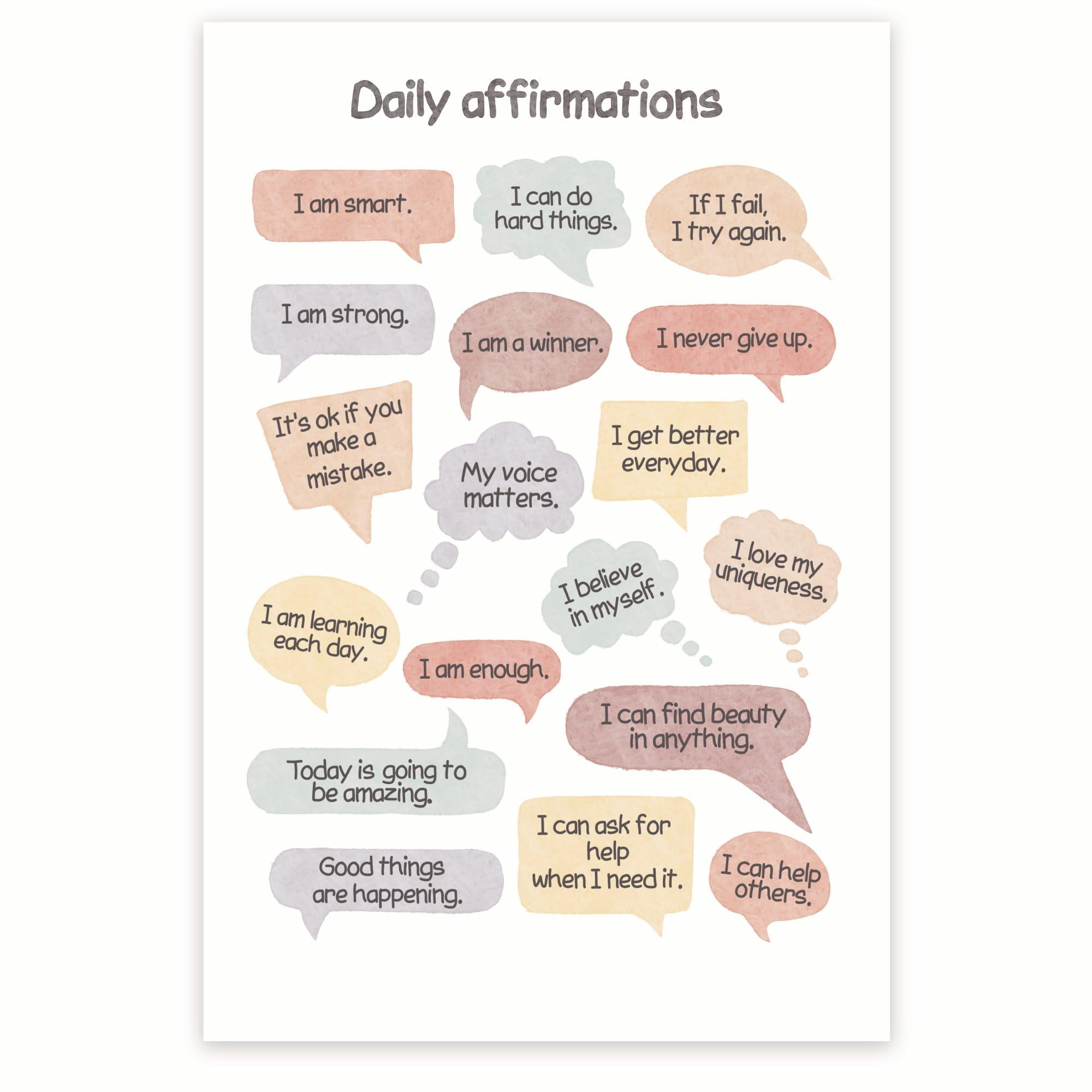 Daily Affirmations Poster - Positive Inspiring Self Love Self Care ...
