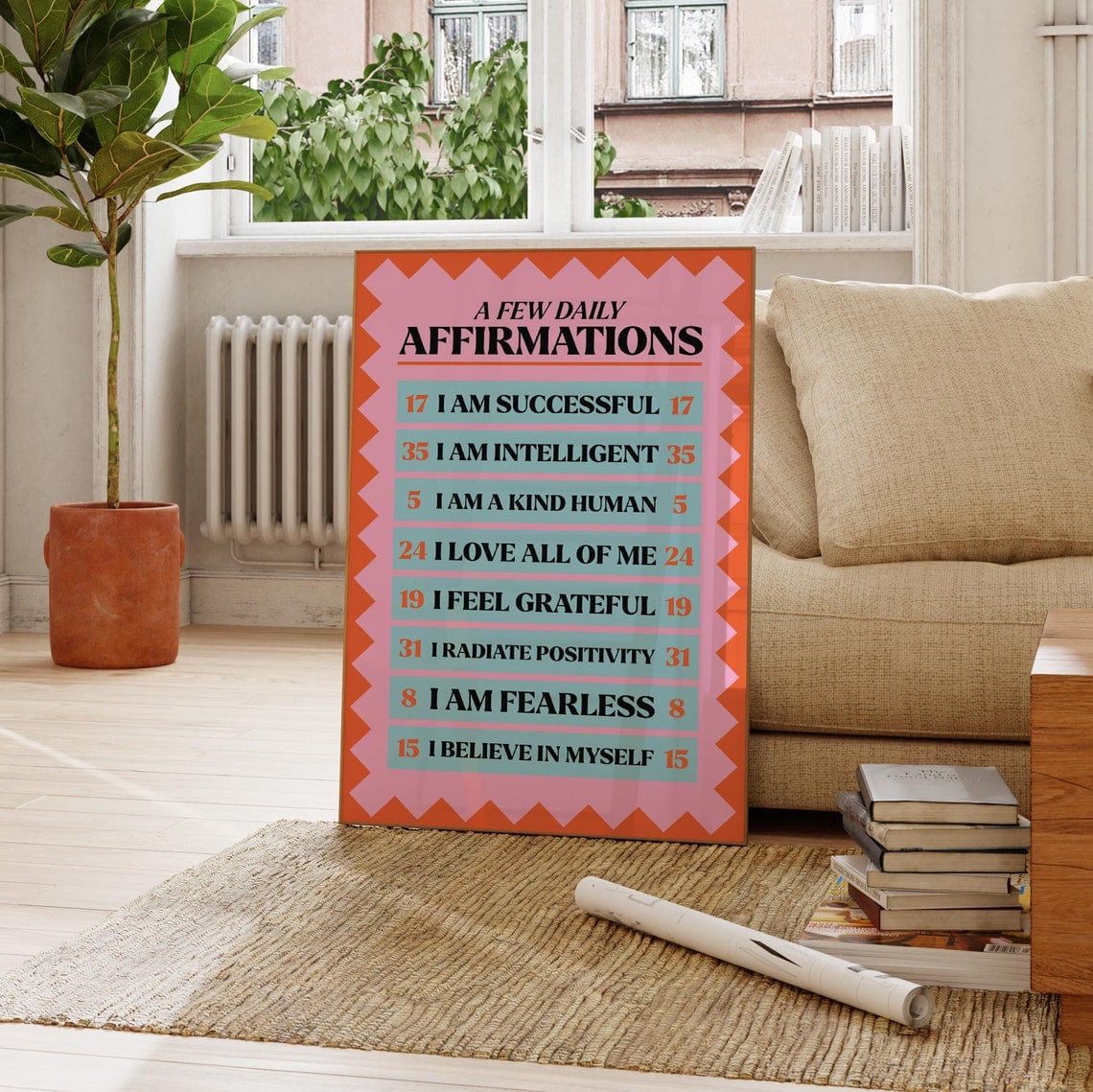Daily Affirmations Poster: Trendy Room Decor, Motivational Wall Art ...