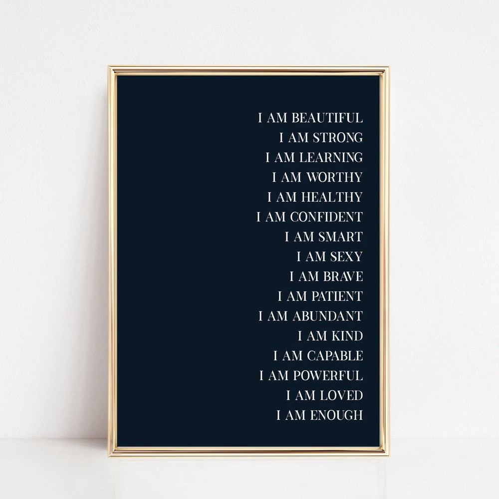 Daily Affirmations Print, Affirmations Wall Art, Blue Wall Art ...
