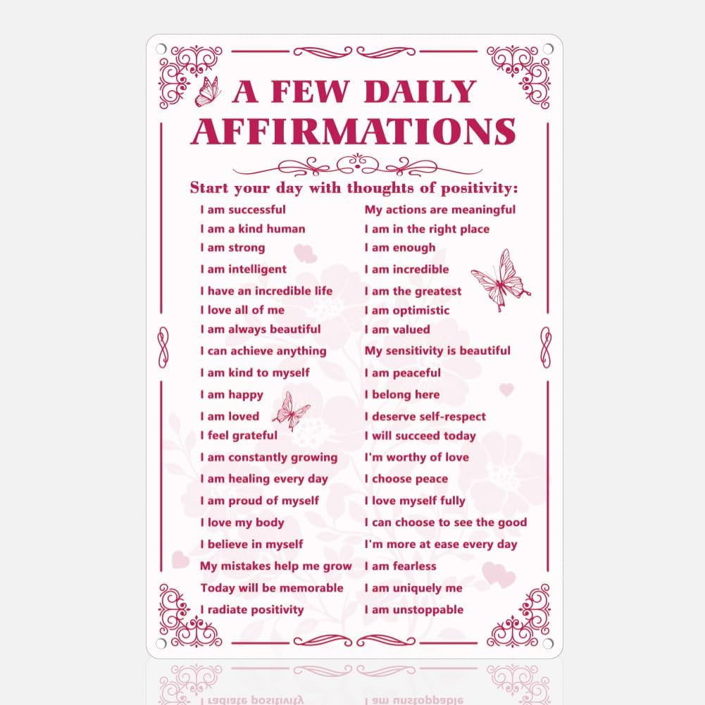A Few Daily Affirmations Sign Pink Aesthetic Wall Decor Metal Tin Sign ...