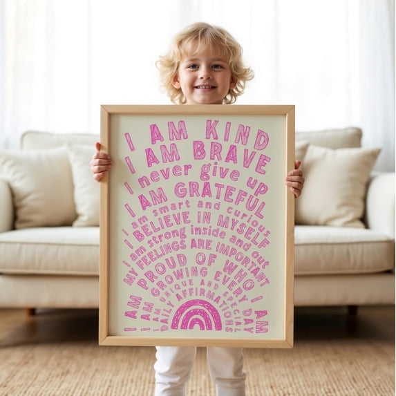Daily Affirmations Wall Art Girls Inspirational Nursery Positive ...