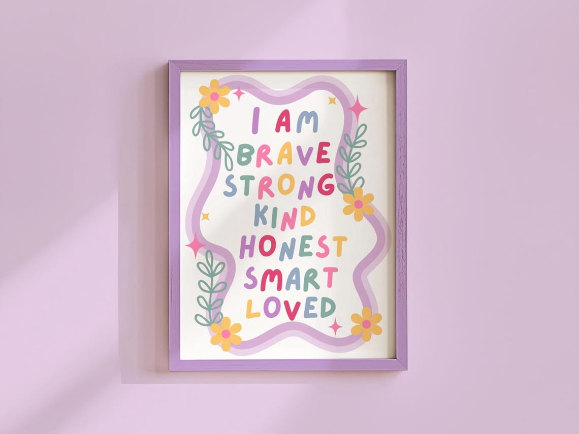 Daily Affirmations Wall Art Positive Thinking Children Decor, Stretched ...