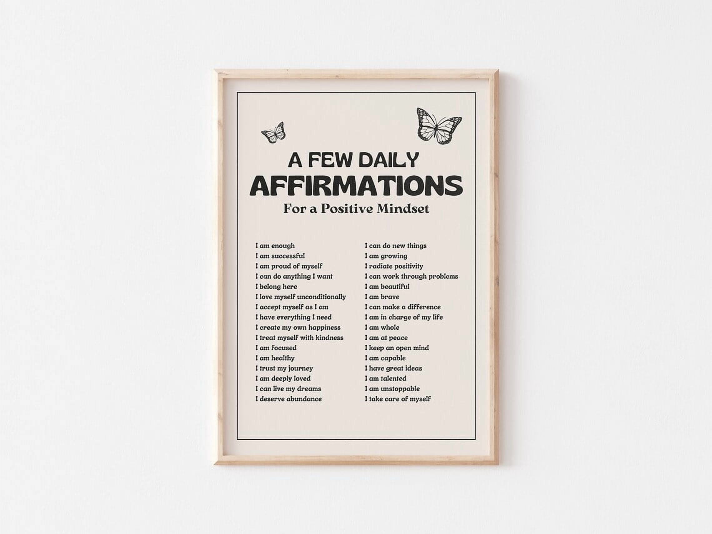 Daily Affirmations Wall Print, Positive Affirmations Poster, Retro Wall ...