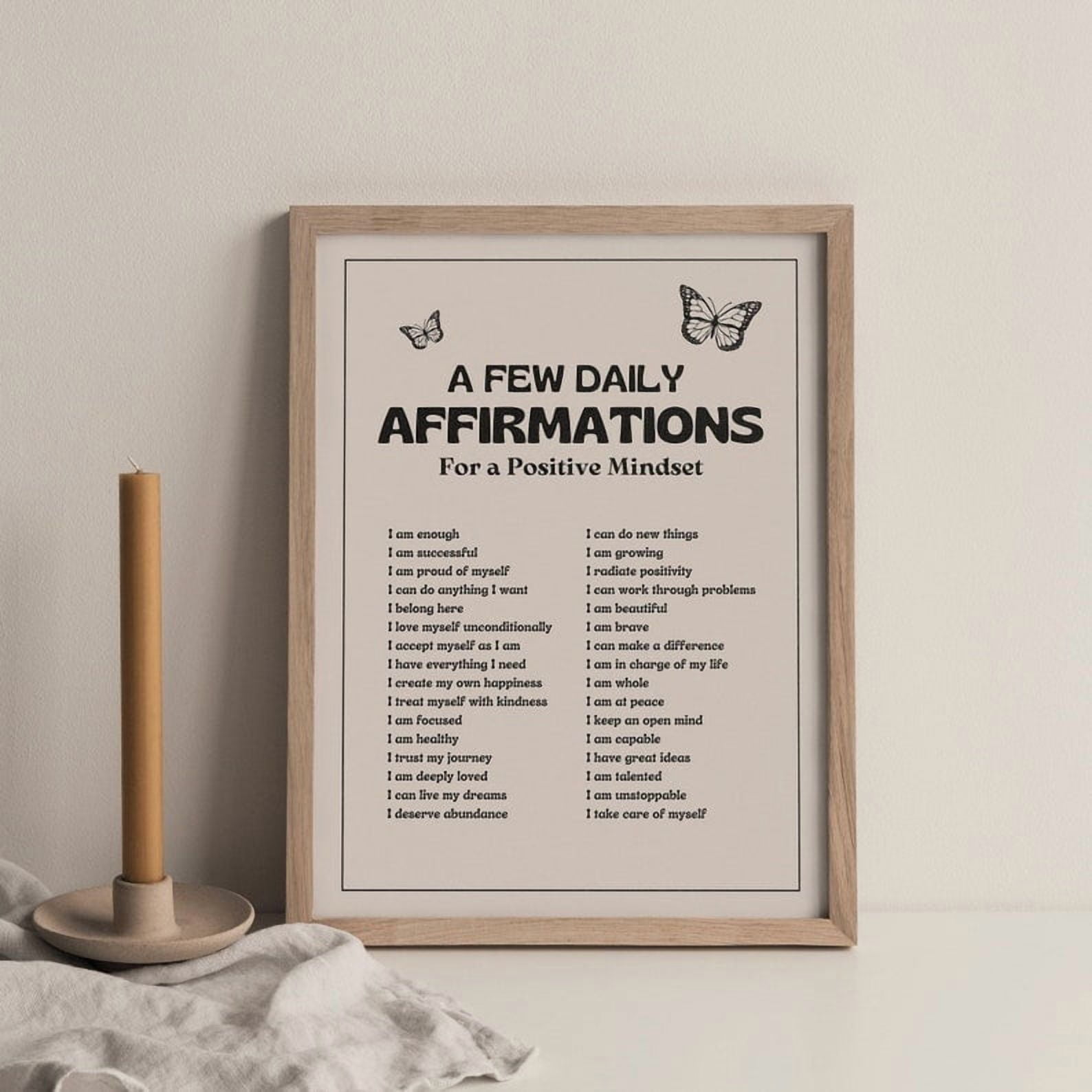 Daily Affirmations Wall Print, Positive Affirmations Poster, Retro Wall ...