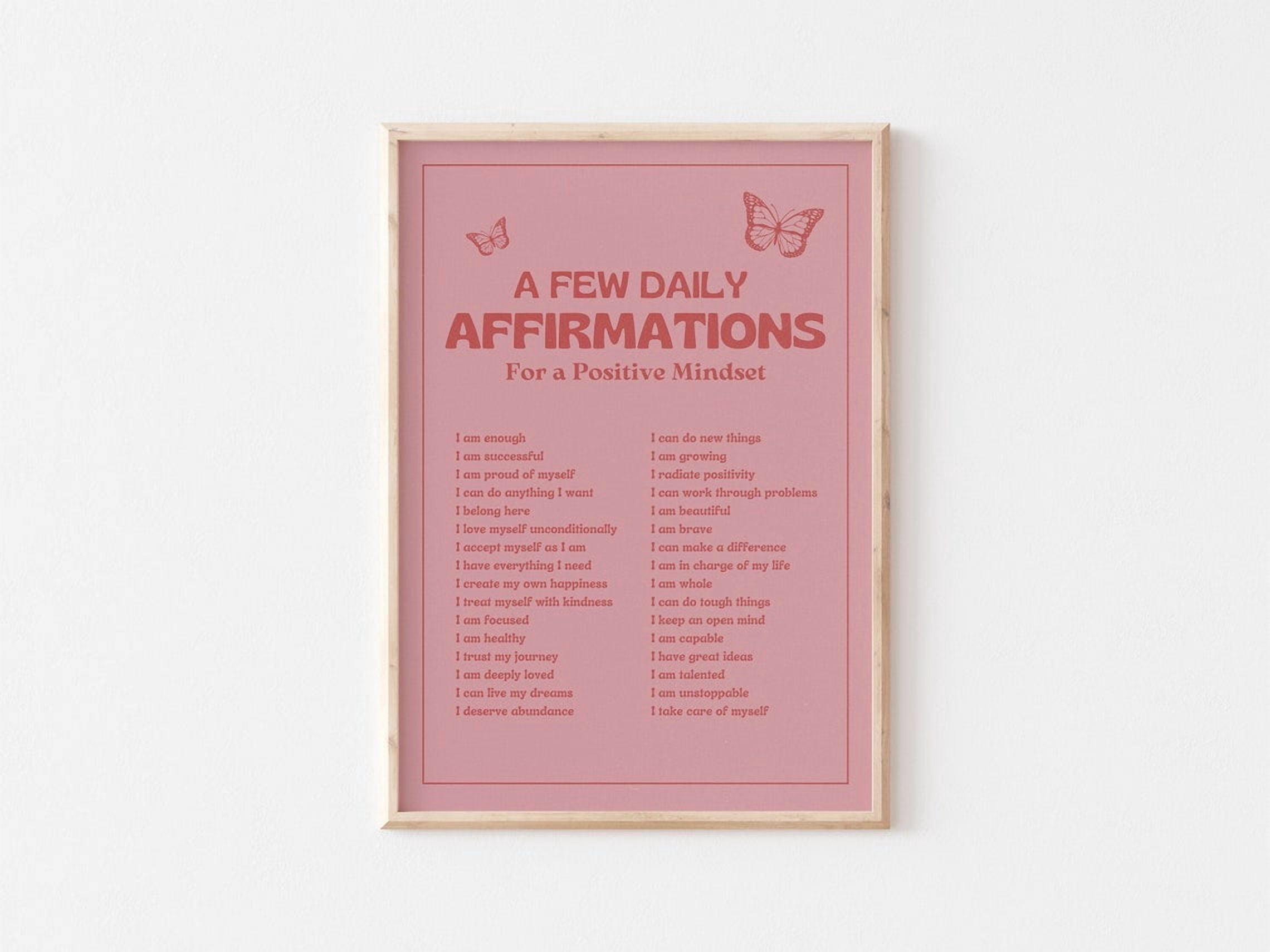 Daily Affirmations Wall Print, Positive Affirmations Poster, Retro Wall ...