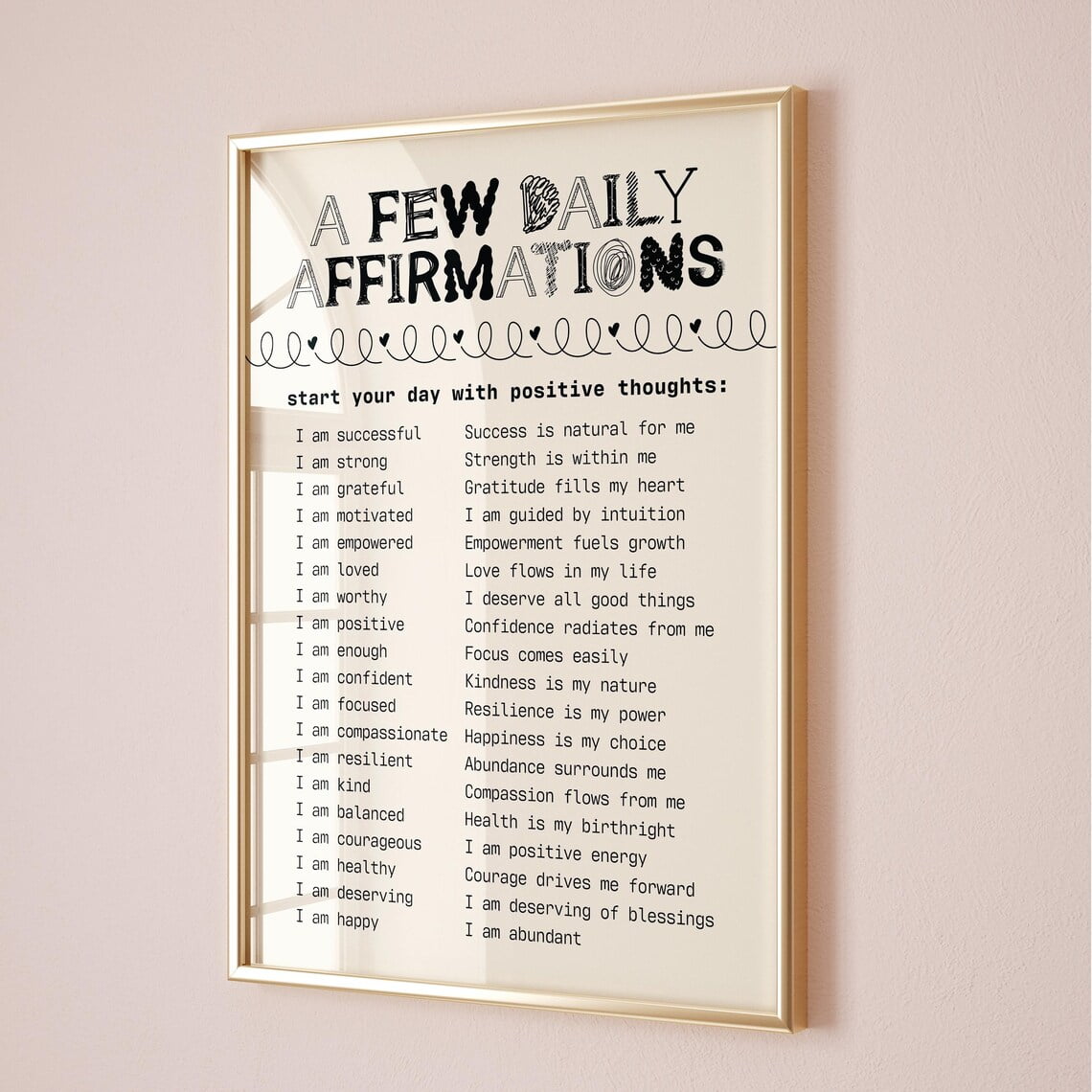 Daily Affirmations Wall Print, Preppy Y2K Dorm Room Decor, Trendy Cute ...