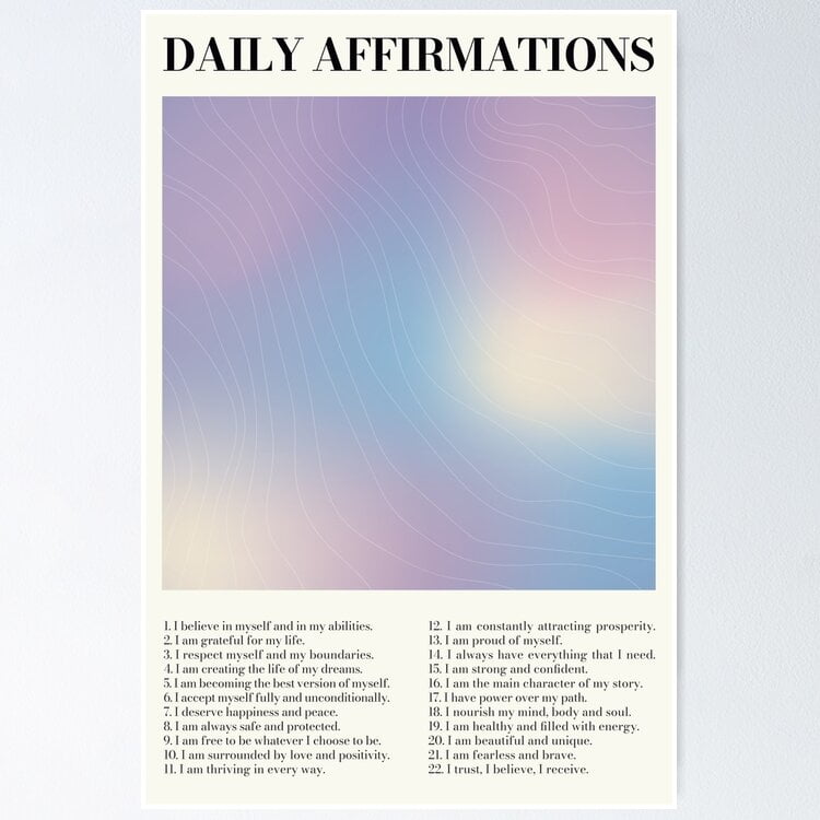 Daily Affirmations gradient UNFRAMED Poster | Law of attraction and ...