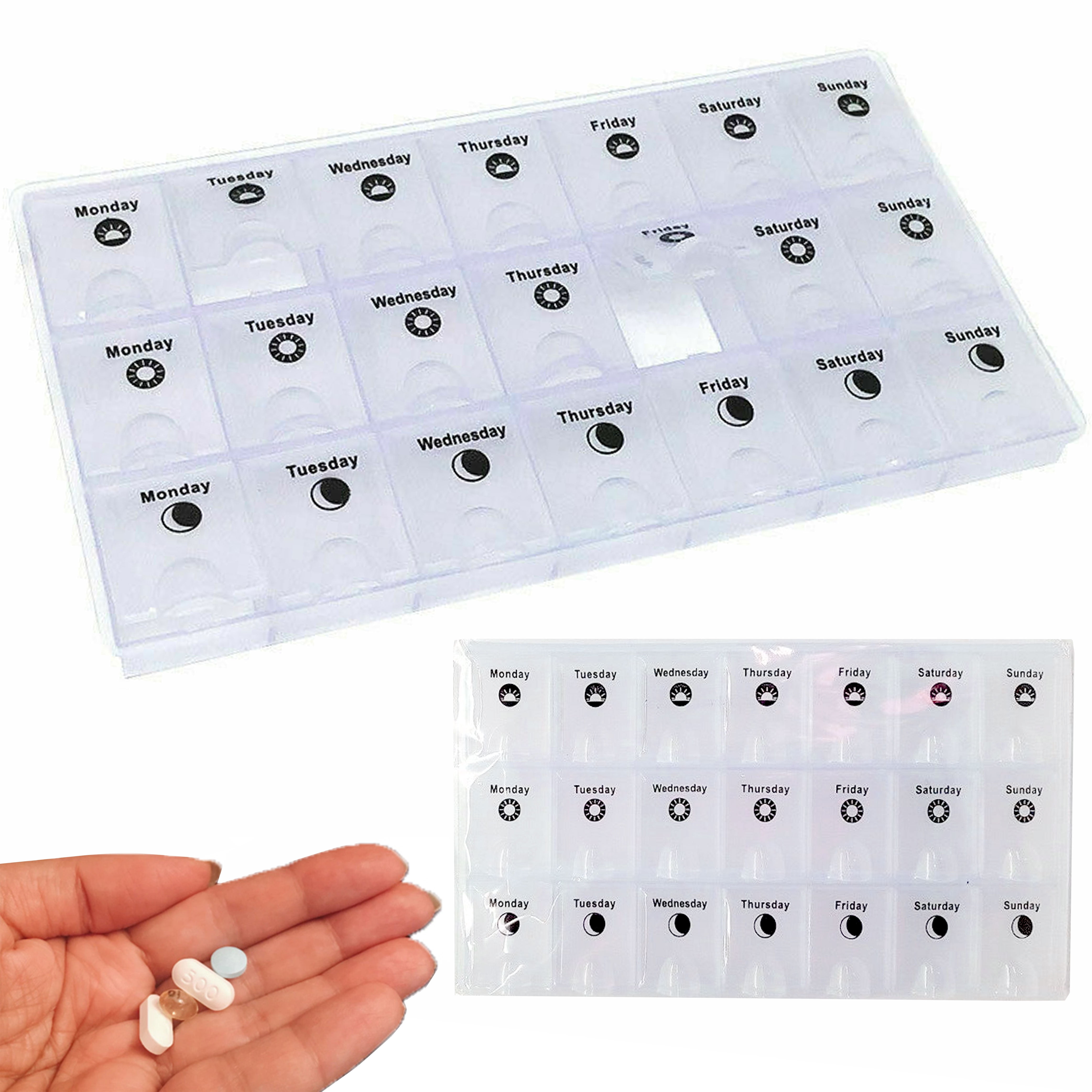 Daily Am Noon Pm 7 Day Pill Organizer Box Medicine Tablet Vitamin Case ...