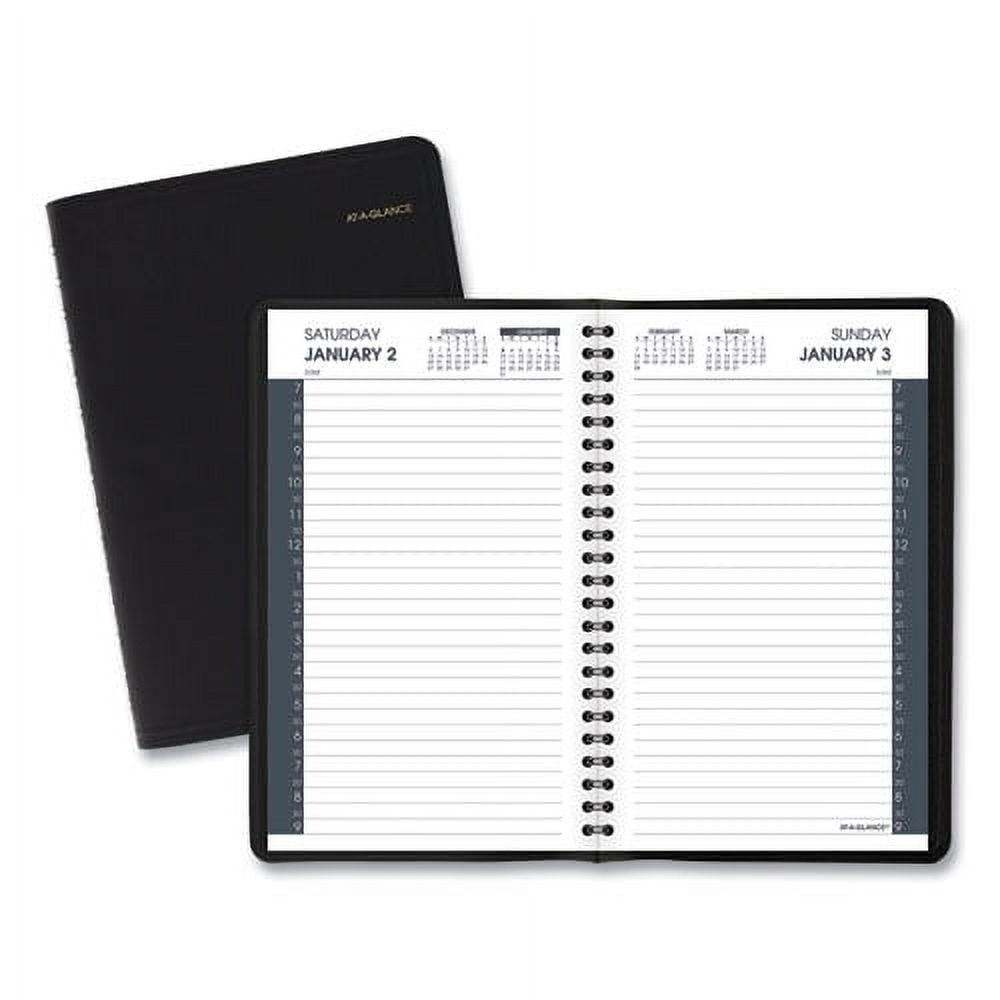 Daily Appointment Book with 30-Minute Appointments, 8 x 5, Black Cover ...