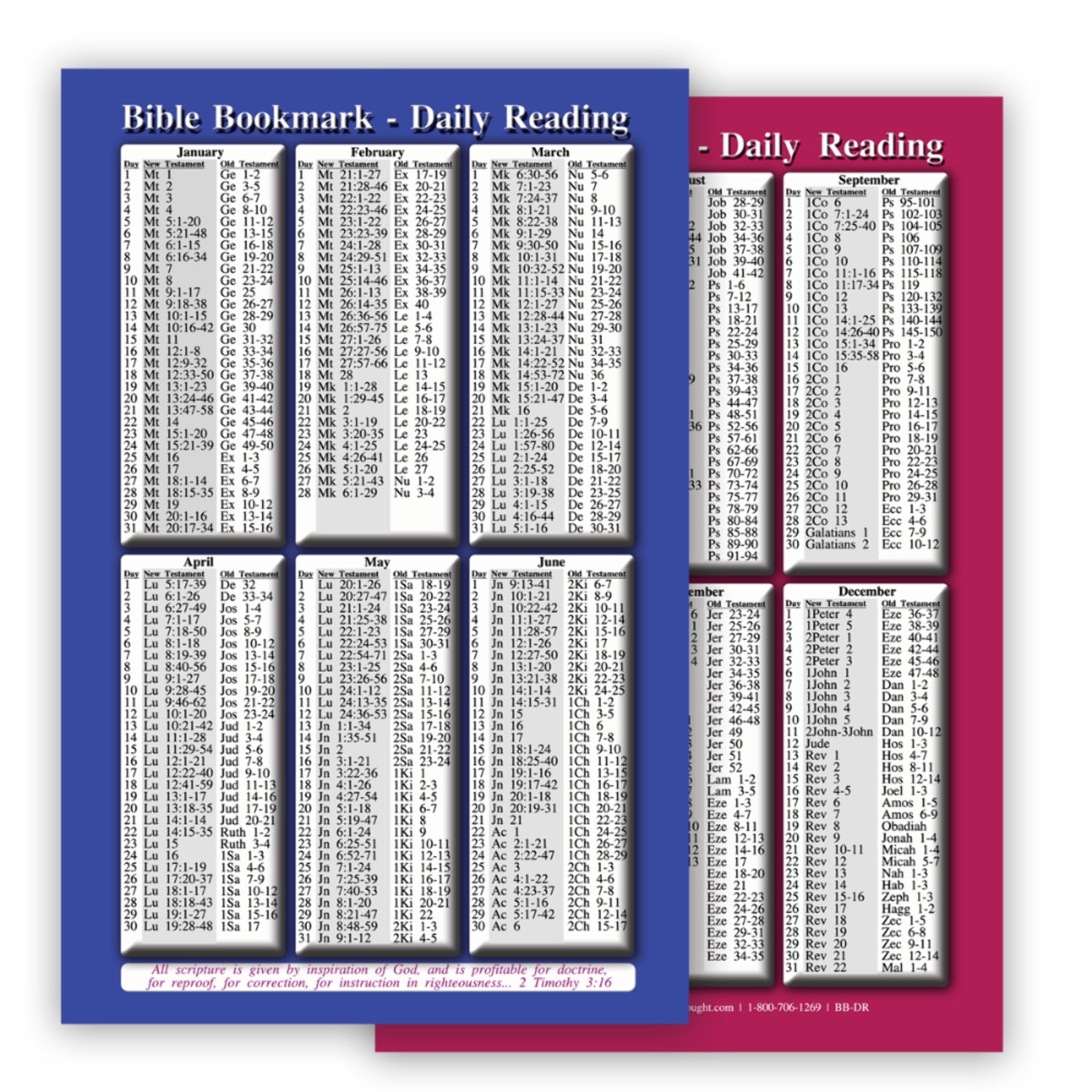Daily Bible Reading Schedule for Year - Pack of 25 Bible Bookmarks - 5 ...