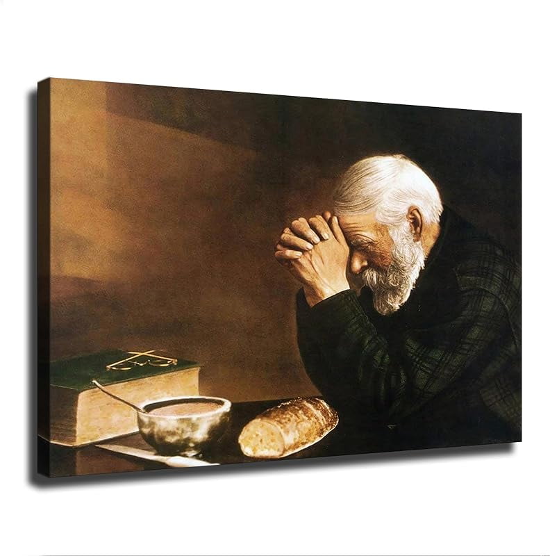 Daily Bread Man Praying Grace Canvas Poster Modern Aesthetic Picture ...