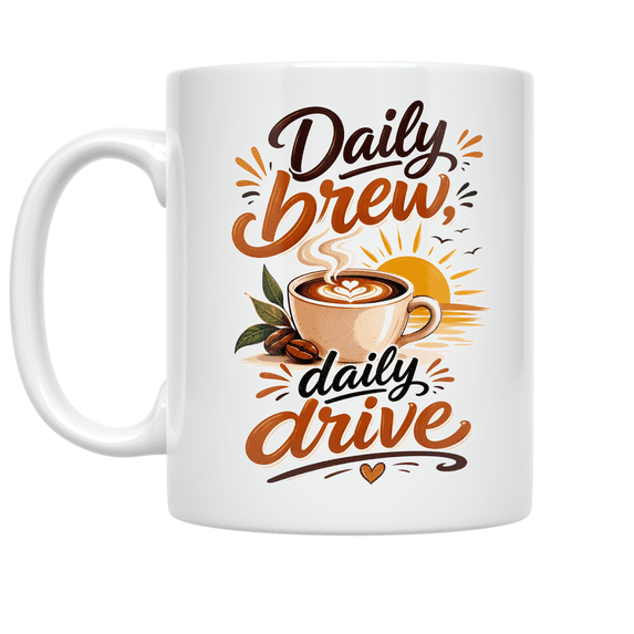 Daily Brew Daily Drive Coffee Motivation - Coffee Enthusiast - 11 oz ...
