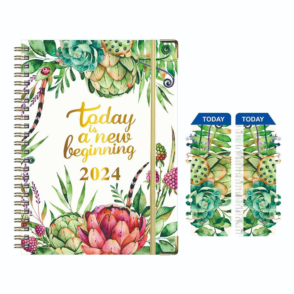 Daily Calendar Planner Coil Notebook 2024 Weekly Monthly Agenda ...