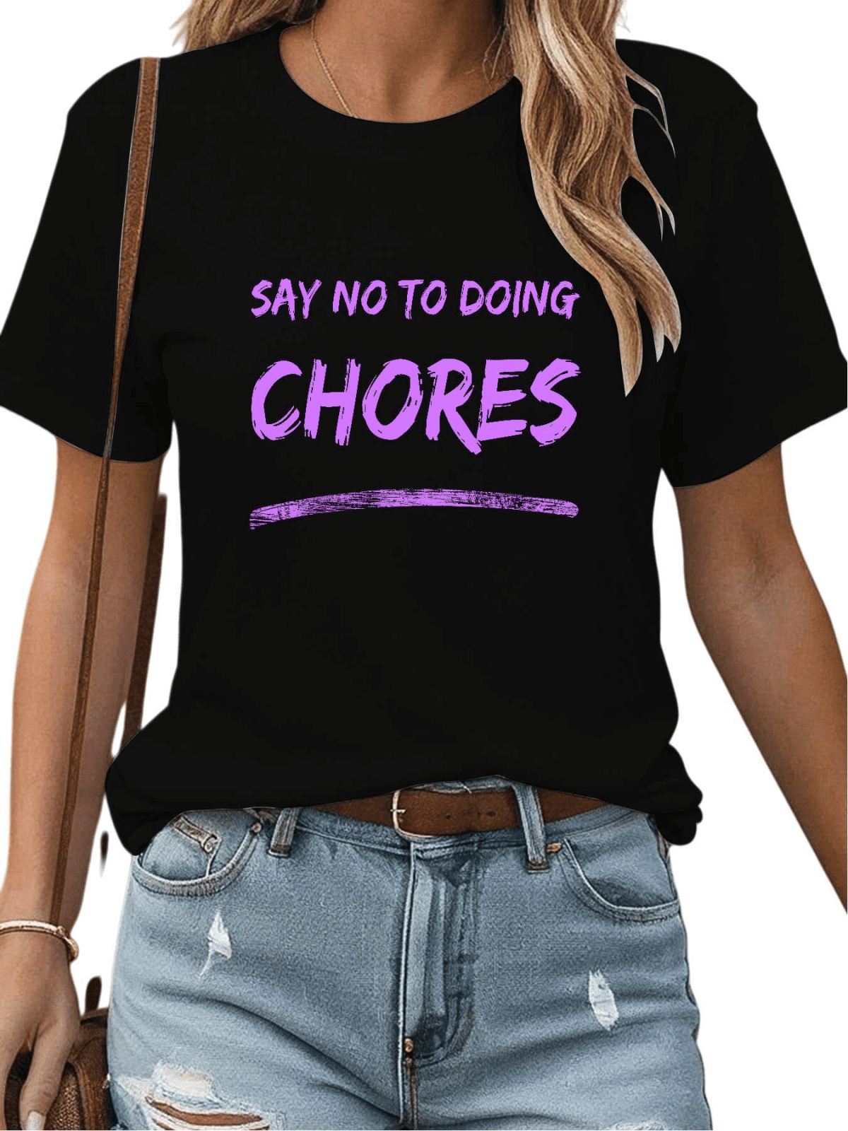 Daily Chore Refusal Purple Graffiti Slogan Tees Single Sided Print ...