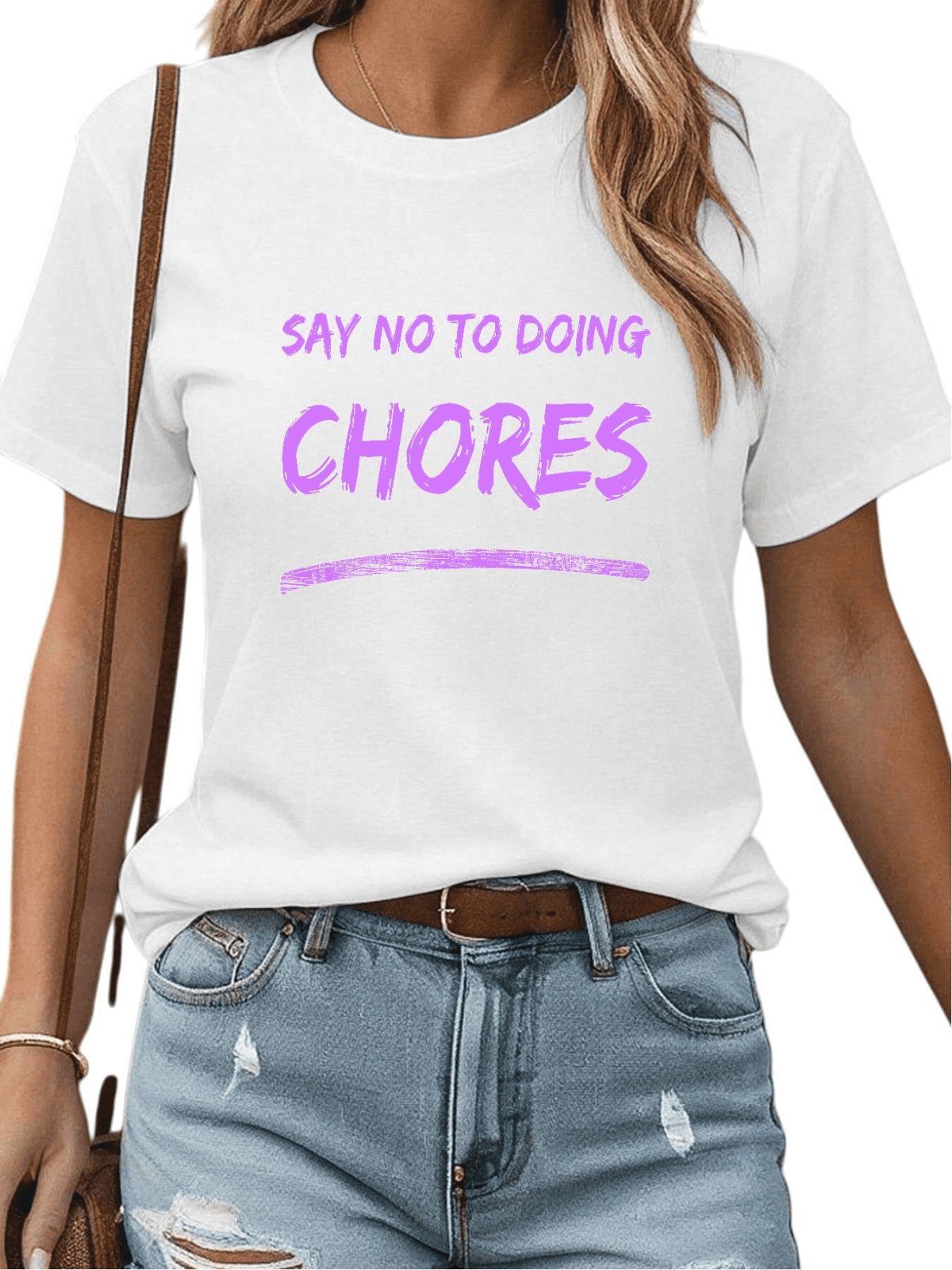 Daily Chore Refusal Purple Graffiti Slogan Tees Single Sided Print ...