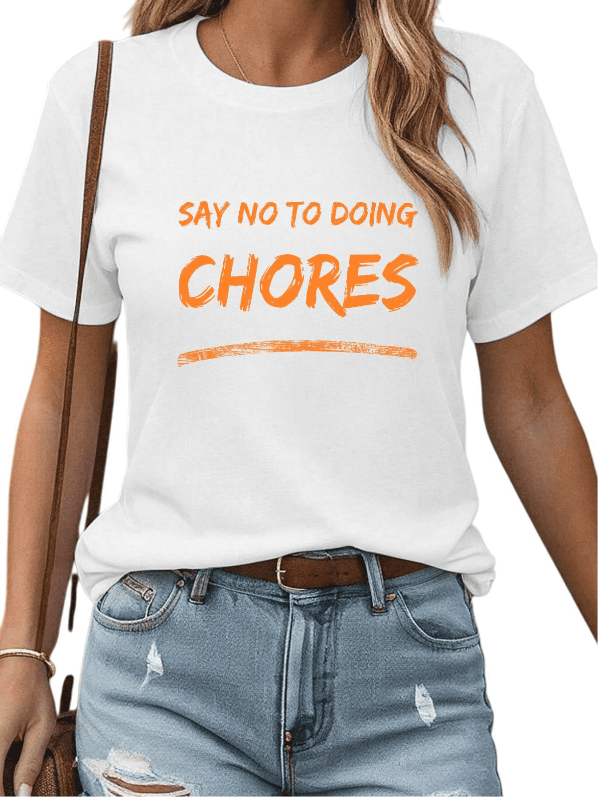 Daily Cozy Lively Chore Refusal Orange Graffiti Slogan Tees Single ...