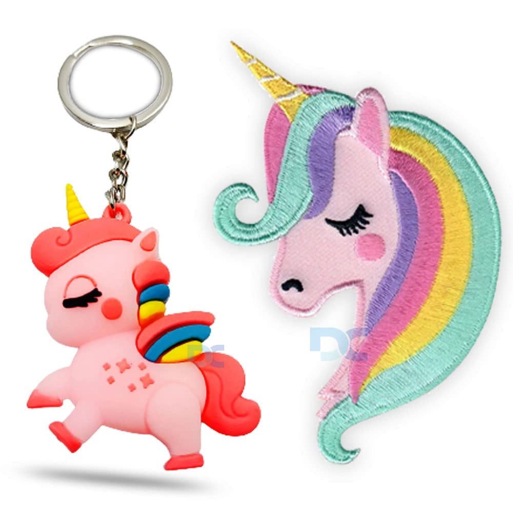 Daily Crafts Gift Pack Unicorn keyring And Embroidered Fabric Iron On ...