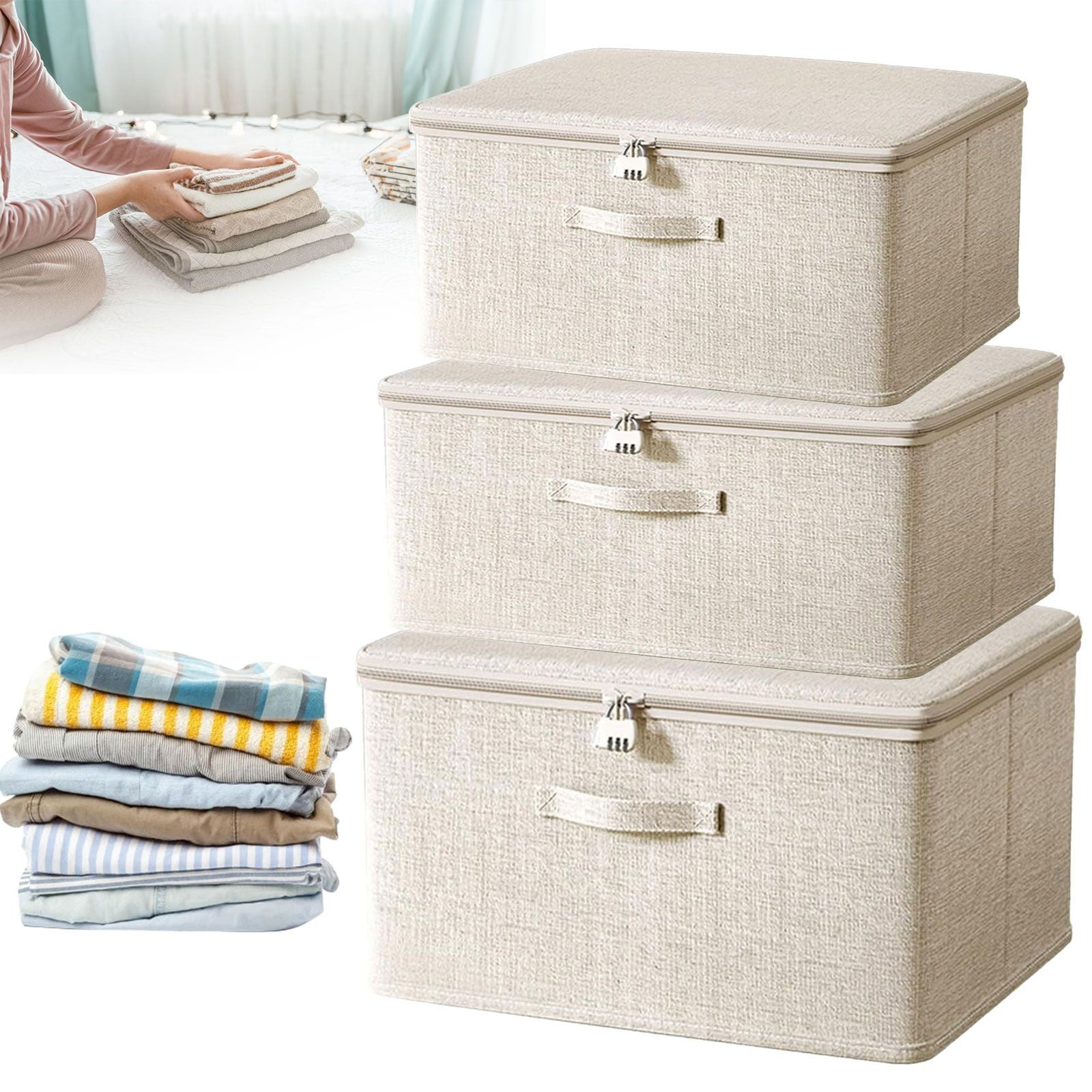 Daily Deals! Aminojy Foldable Storage Bins with Lock - Large ...