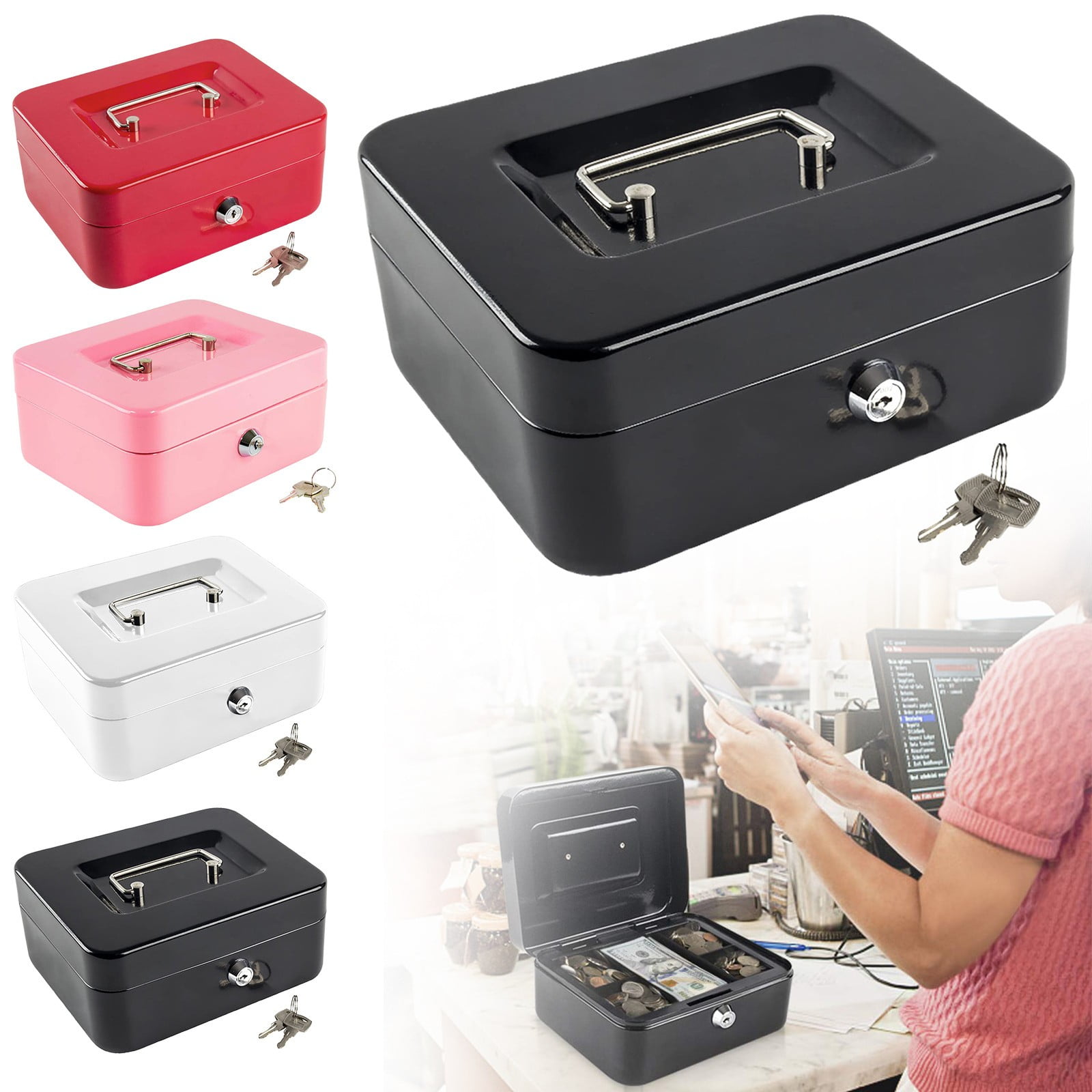 Daily Deals! Metal Cash Box with Combination Lock Money Box, Box with ...