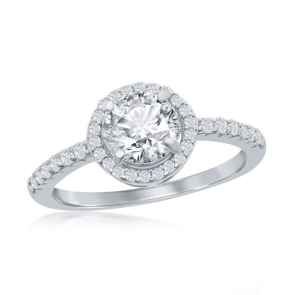 Daily Delight TheJewelryHut Designer Sterling Silver CZ Halo with 7mm ...