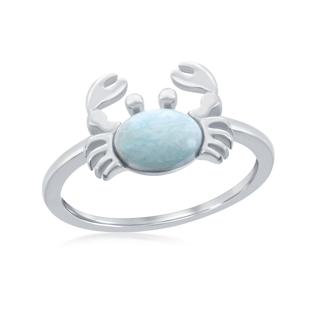 Daily Delight TheJewelryHut Designer Sterling Silver Larimar Crab Ring ...