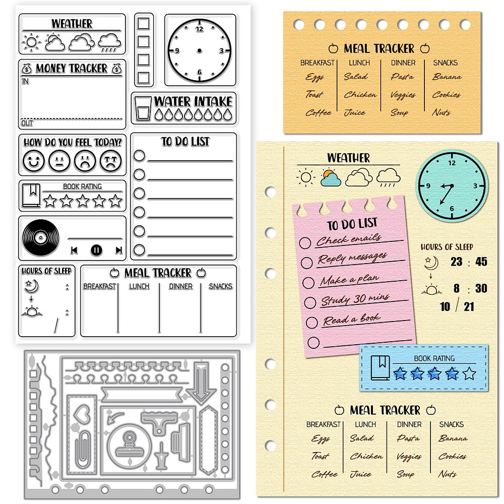 Daily Diary Sticky Notes Clear Stamp Diary Frame Cutting Dies - Walmart.com