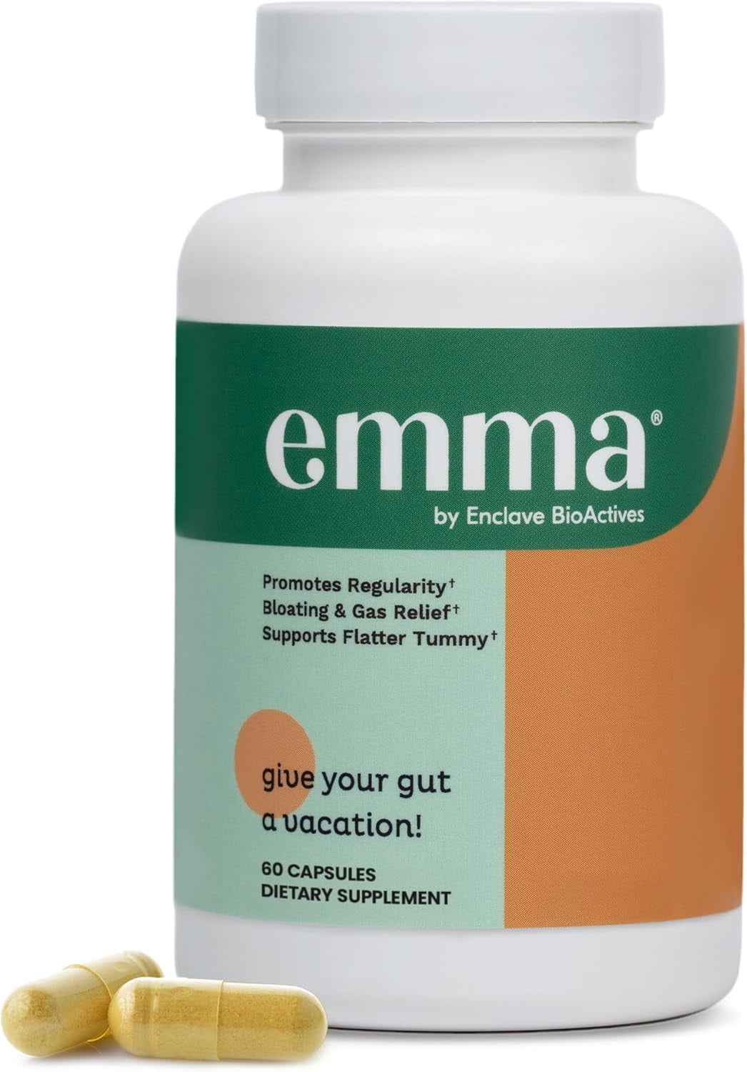 Daily Digestive Aid - Emma 60 Caps, Regular Bowel, Gas/Bloating Relief ...