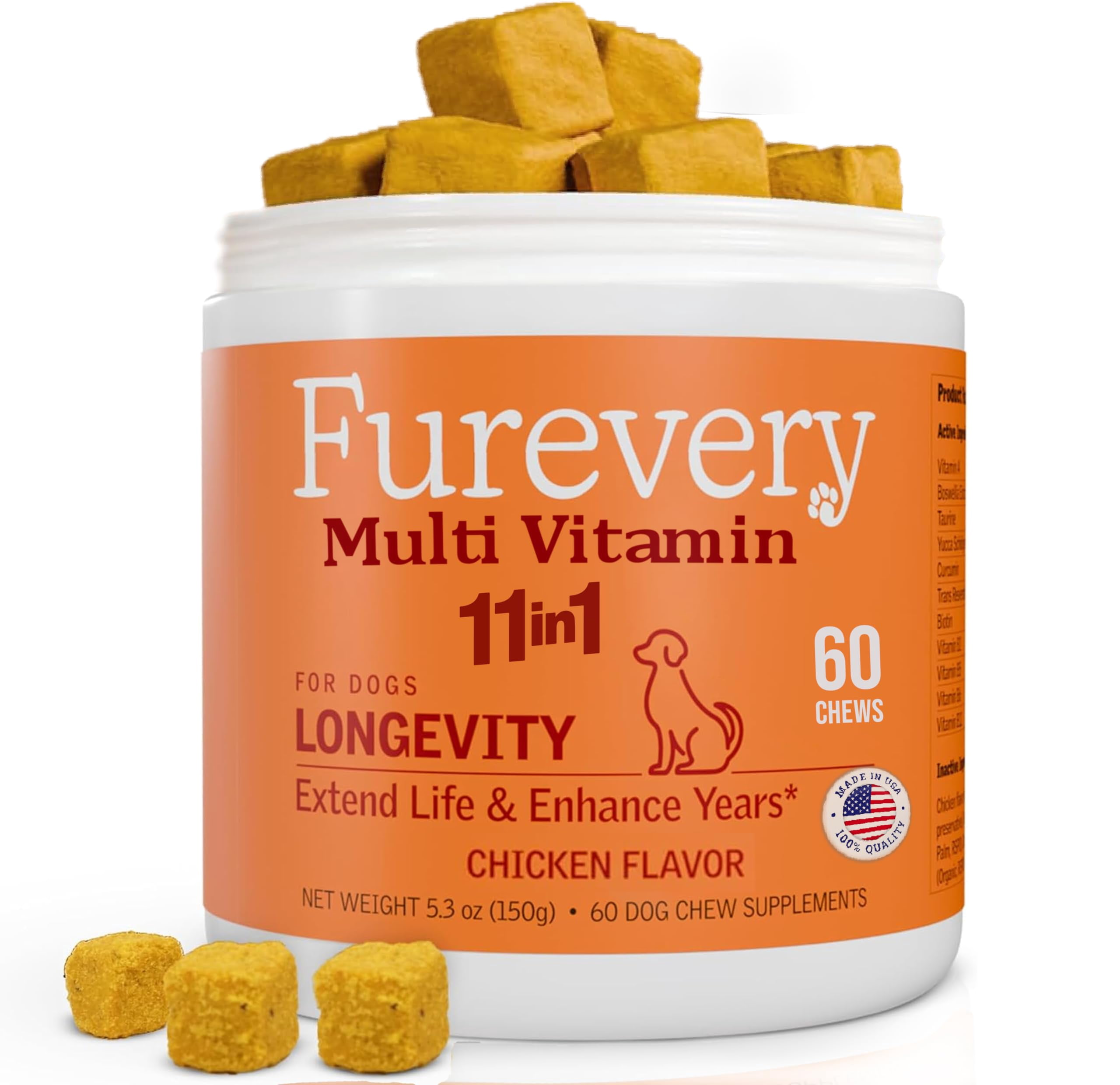Daily Dog Multivitamin (60 Chews) Chicken Flavored Dog Multivitamins ...