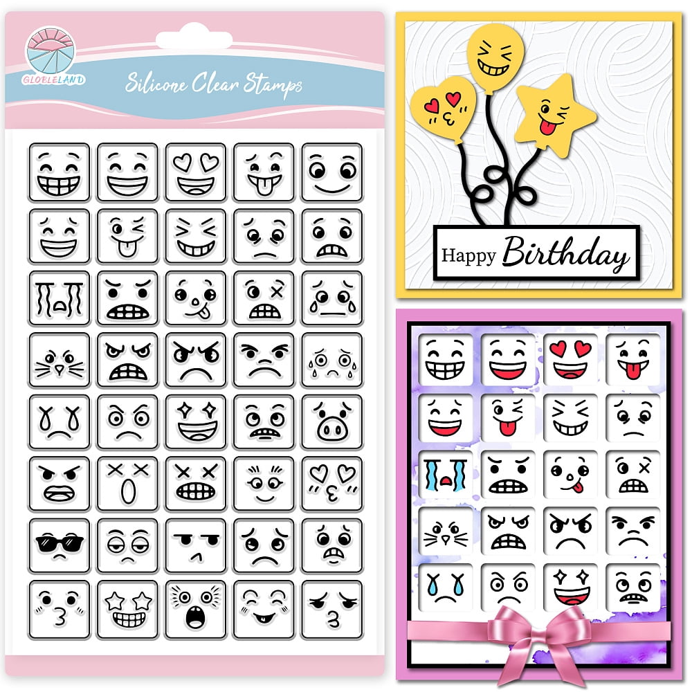 Daily Emoticon Clear Stamps for Cards Making Face Transparent Stamp Sad ...