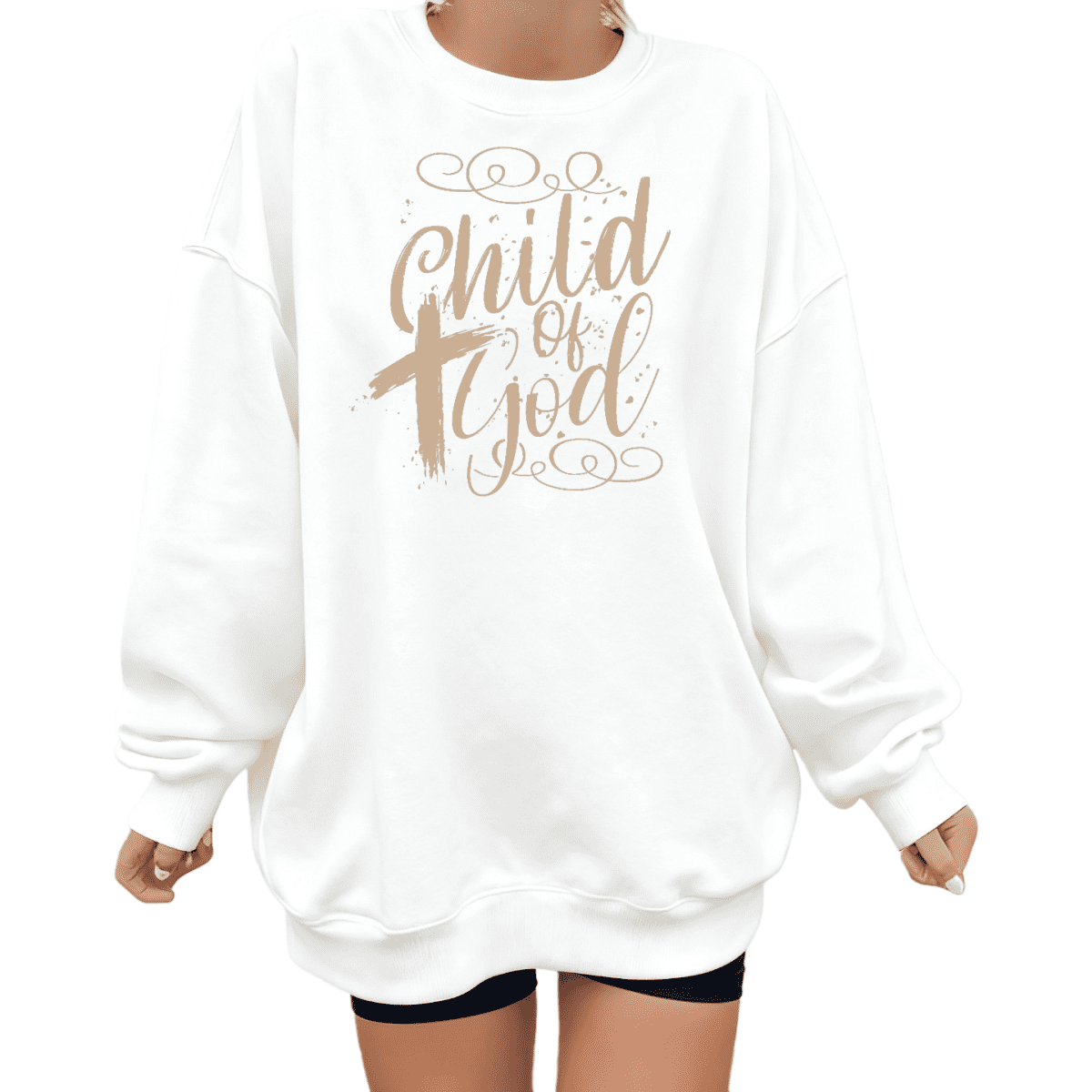Daily Faith Outfit Graceful Cross Script White Graphic Sweatshirt Print ...