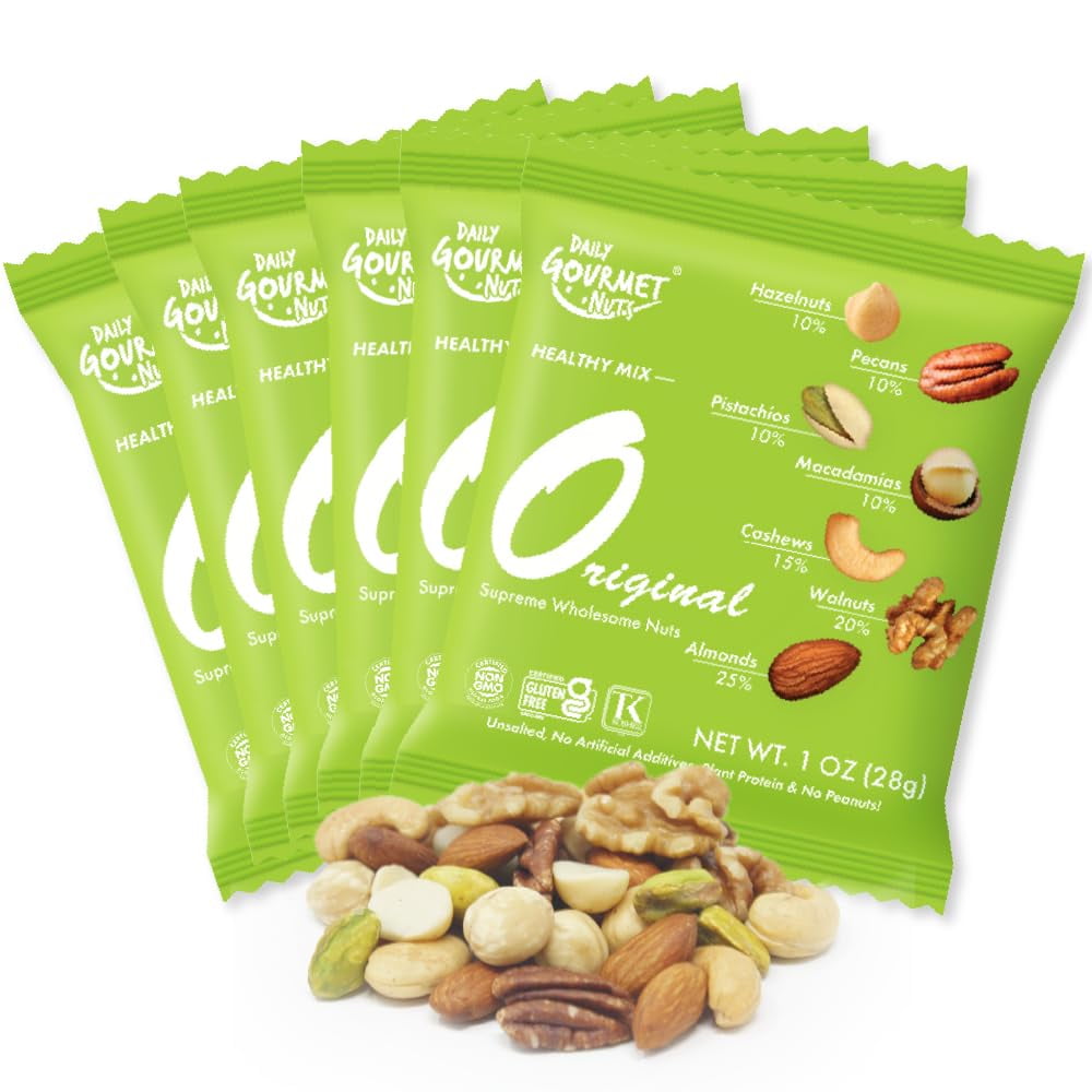 Daily Gourmet Nuts - SBF3 Unsalted Mixed Nuts Snack Packs/Individually ...
