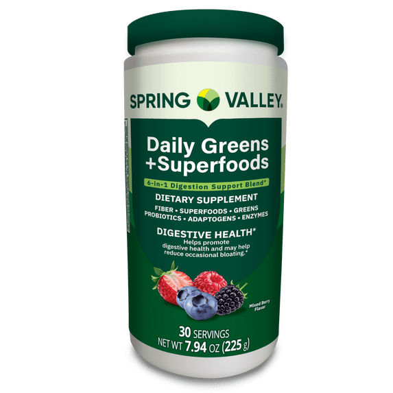 Spring Valley Daily Greens + Super Foods Digestive Health Dietary ...
